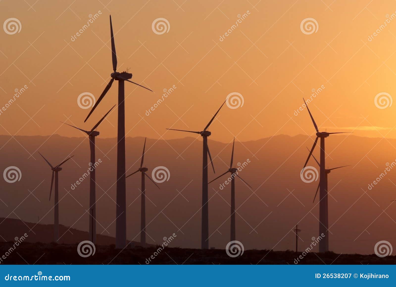 Wind farm during sunset stock image. Image of fuel, california - 26538207