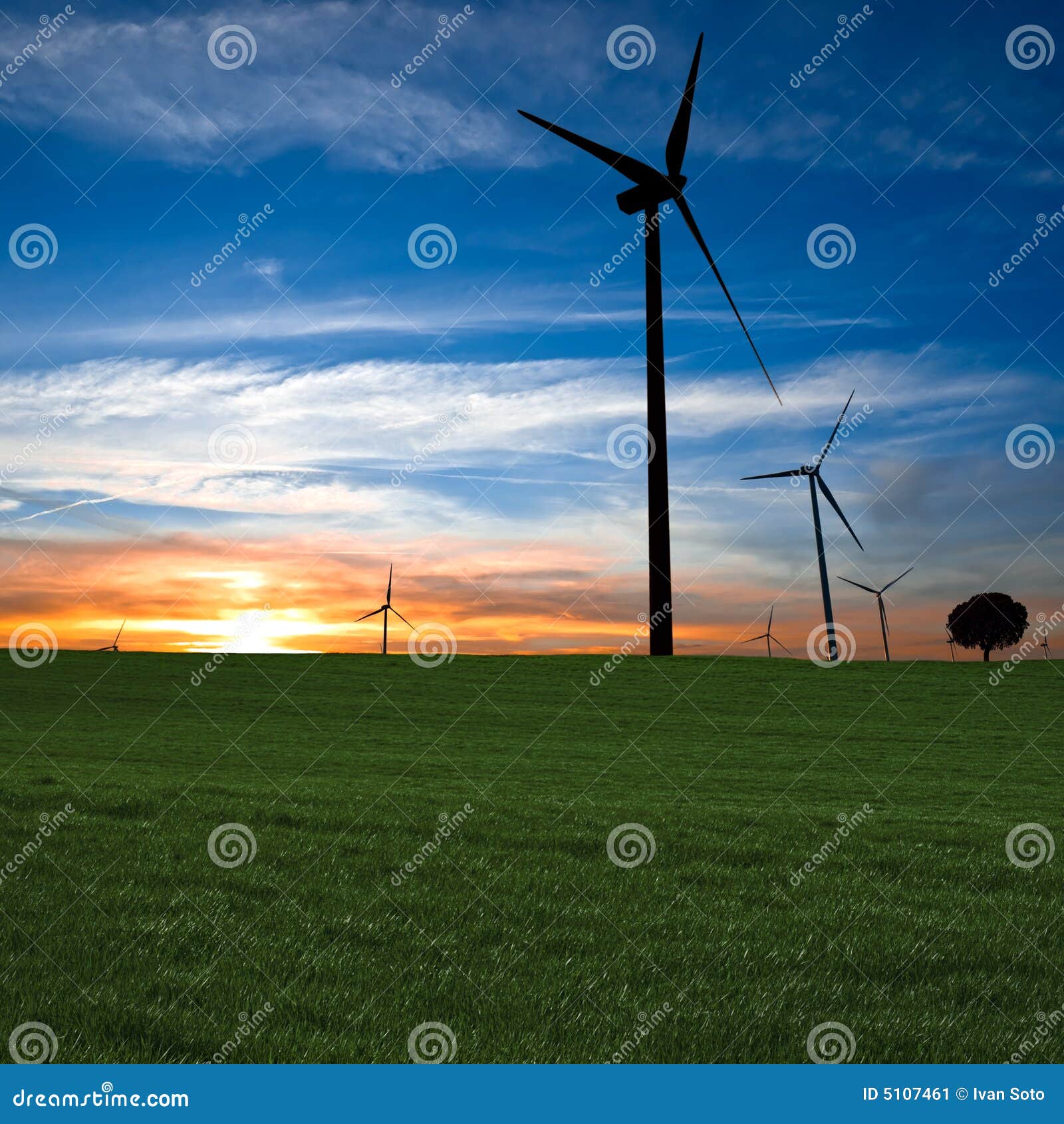 Wind farm at sunset stock image. Image of generator, windmill - 5107461