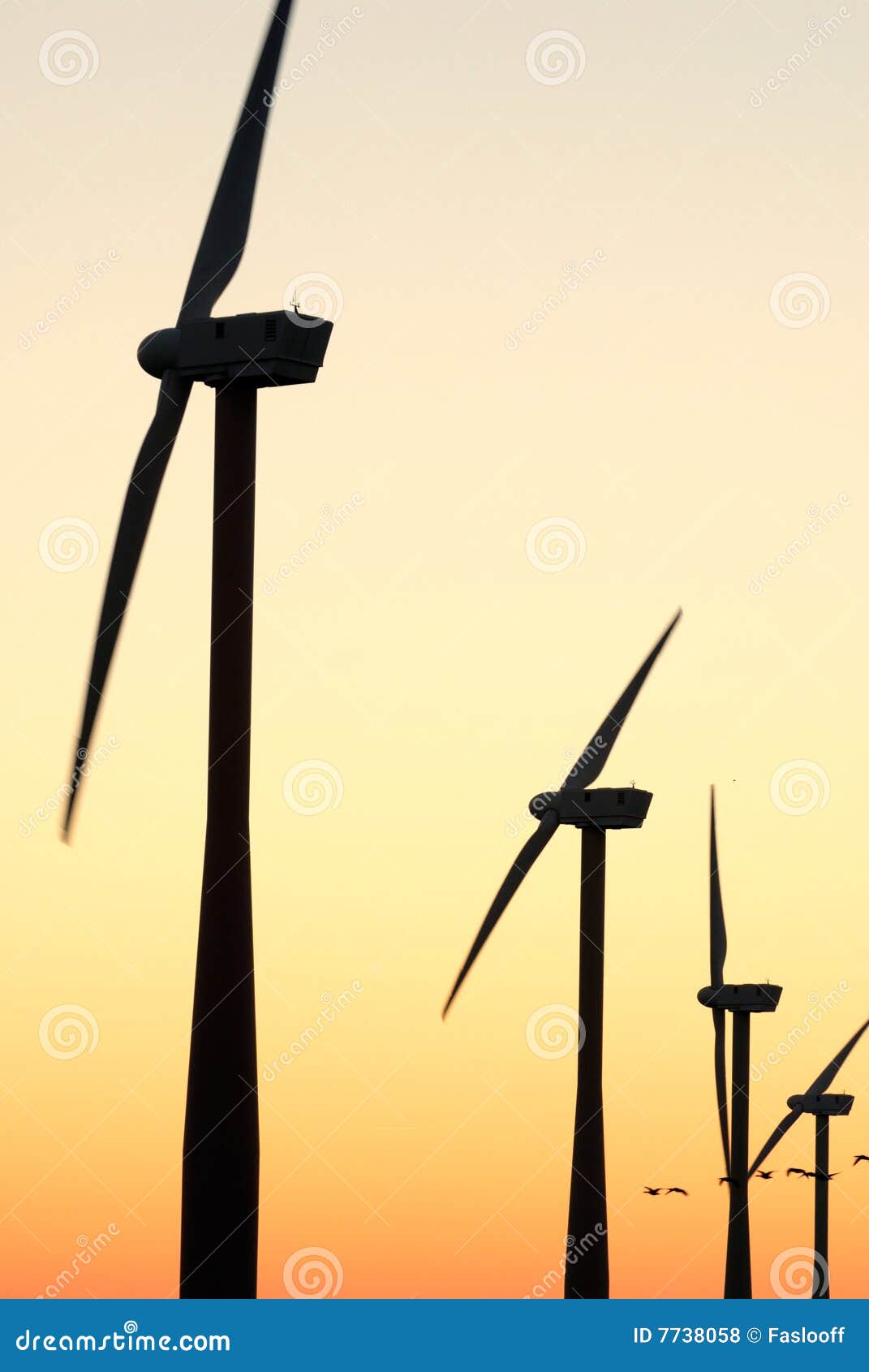 Wind farm and sunset stock photo. Image of green, turbine - 7738058