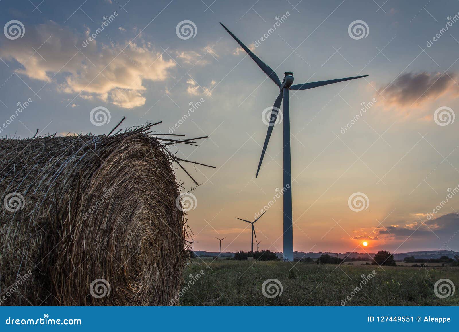 Wind Farm at Sunset in Italy Stock Image - Image of lake, waterfall ...