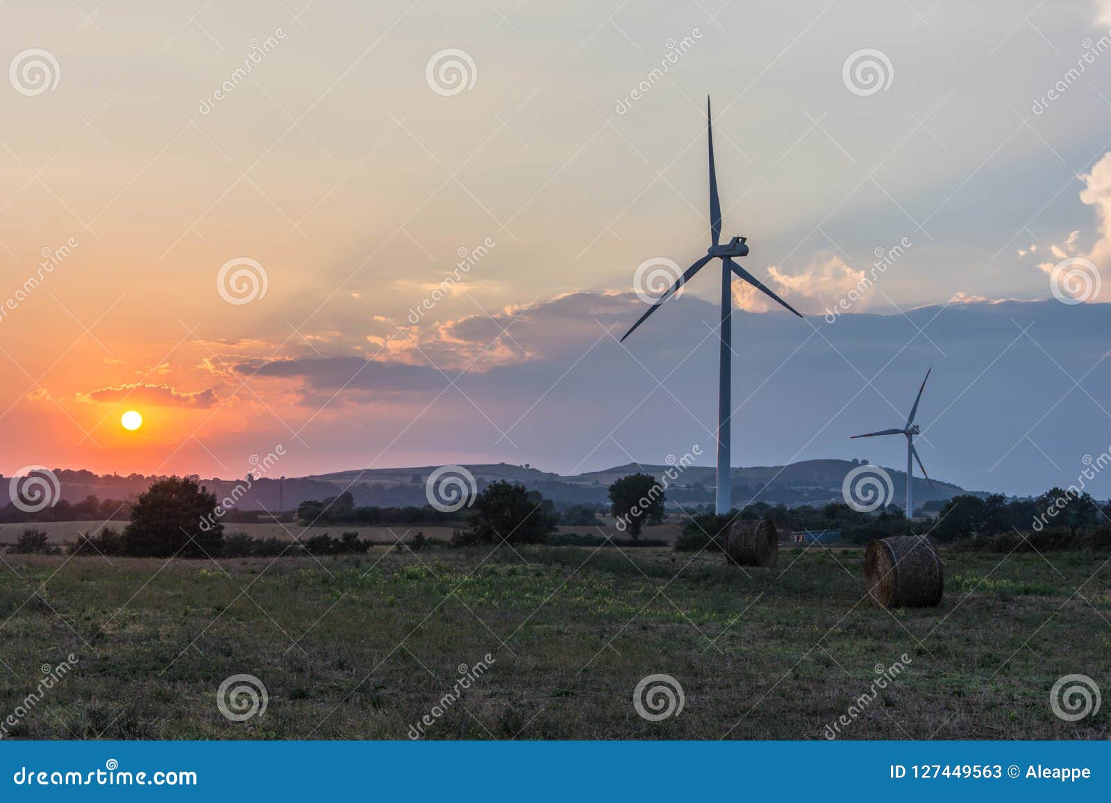 Wind Farm at Sunset in Italy Stock Image - Image of park, sunset: 127449563
