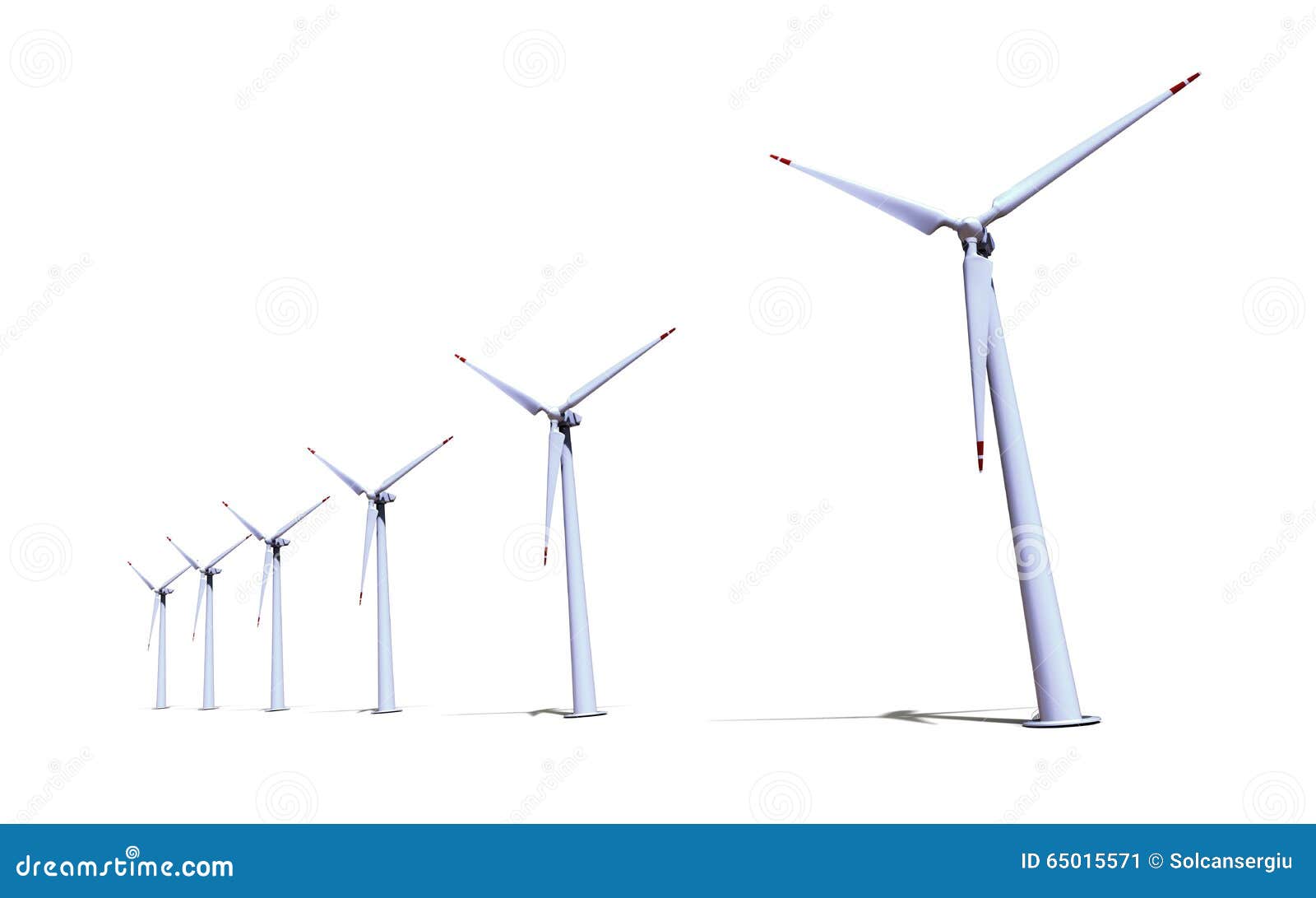 Wind Farm on White Background Stock Illustration - Illustration of ...