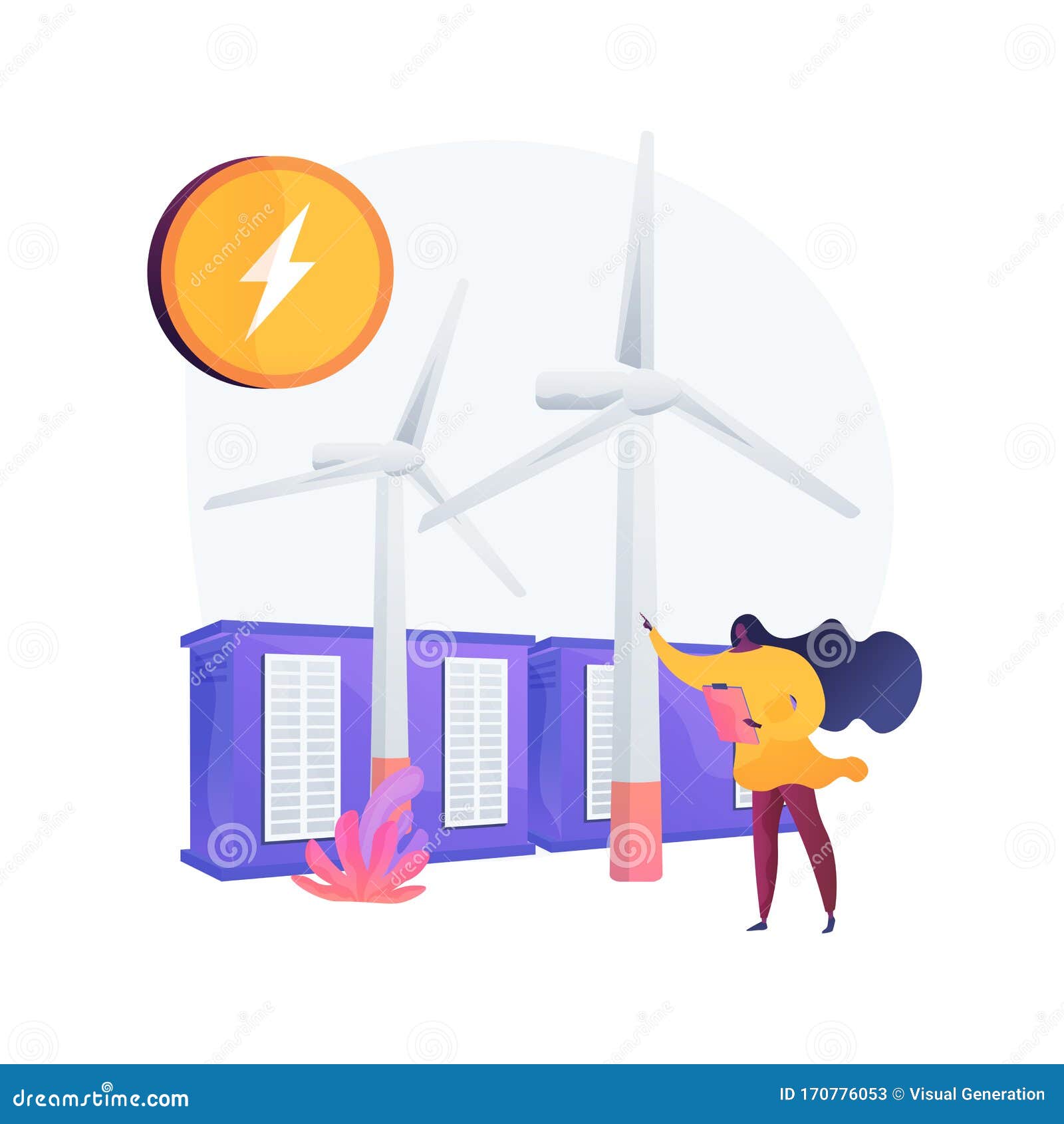 Wind Farm with Windmills Vector Concept Metaphor. Stock Vector ...