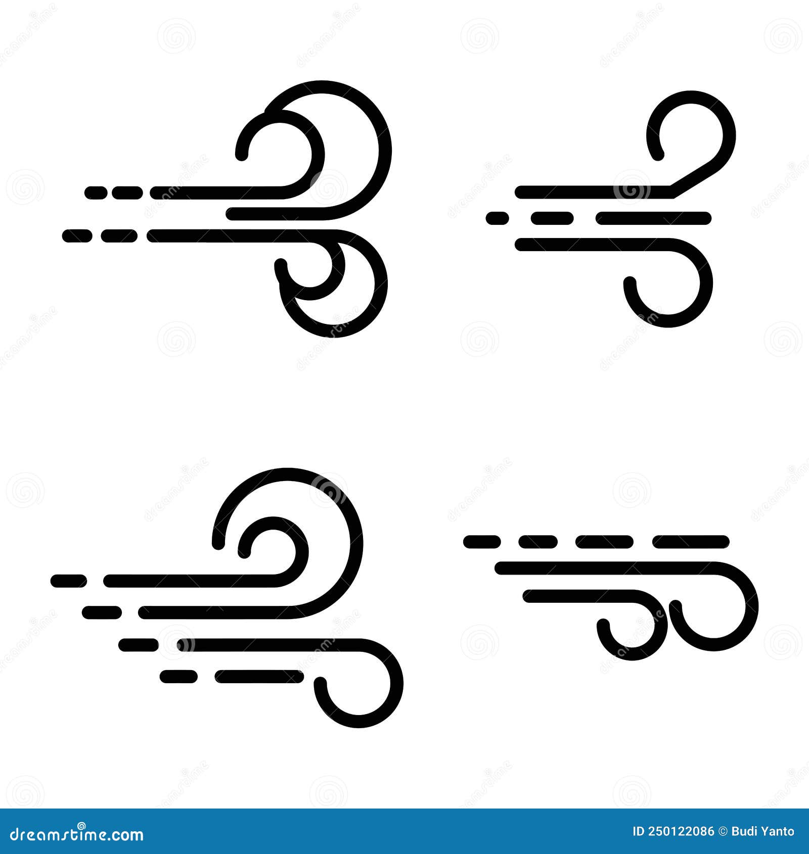 Wind Flow Icon Vector Clipart on Set. Wind Doodle Blow, Gust Design ...