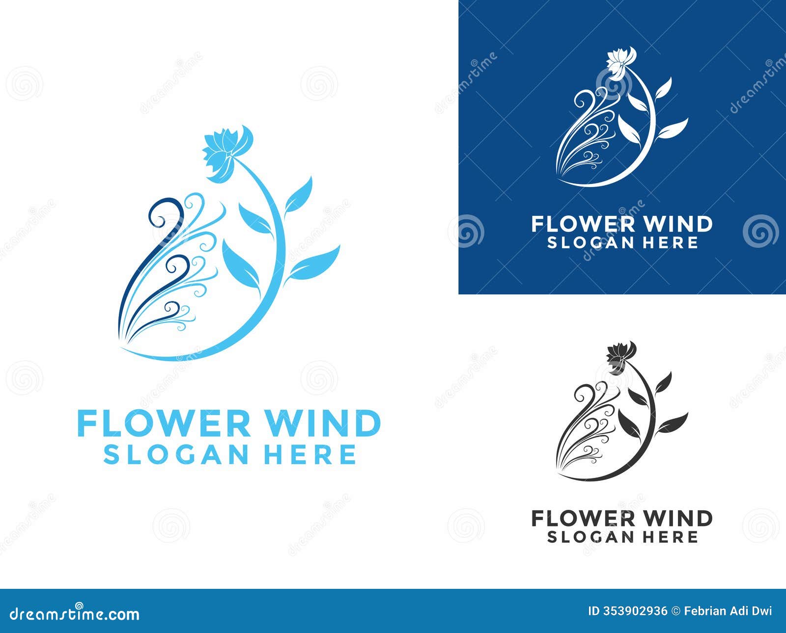 Wind and Flower Logo Design Vector. Abstract Wind and Flower Logo ...