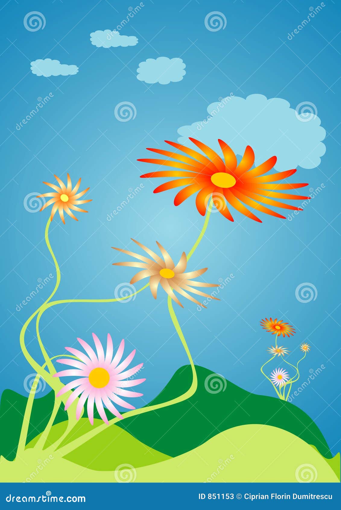 Wind flowers stock vector. Illustration of flowers, natural - 851153