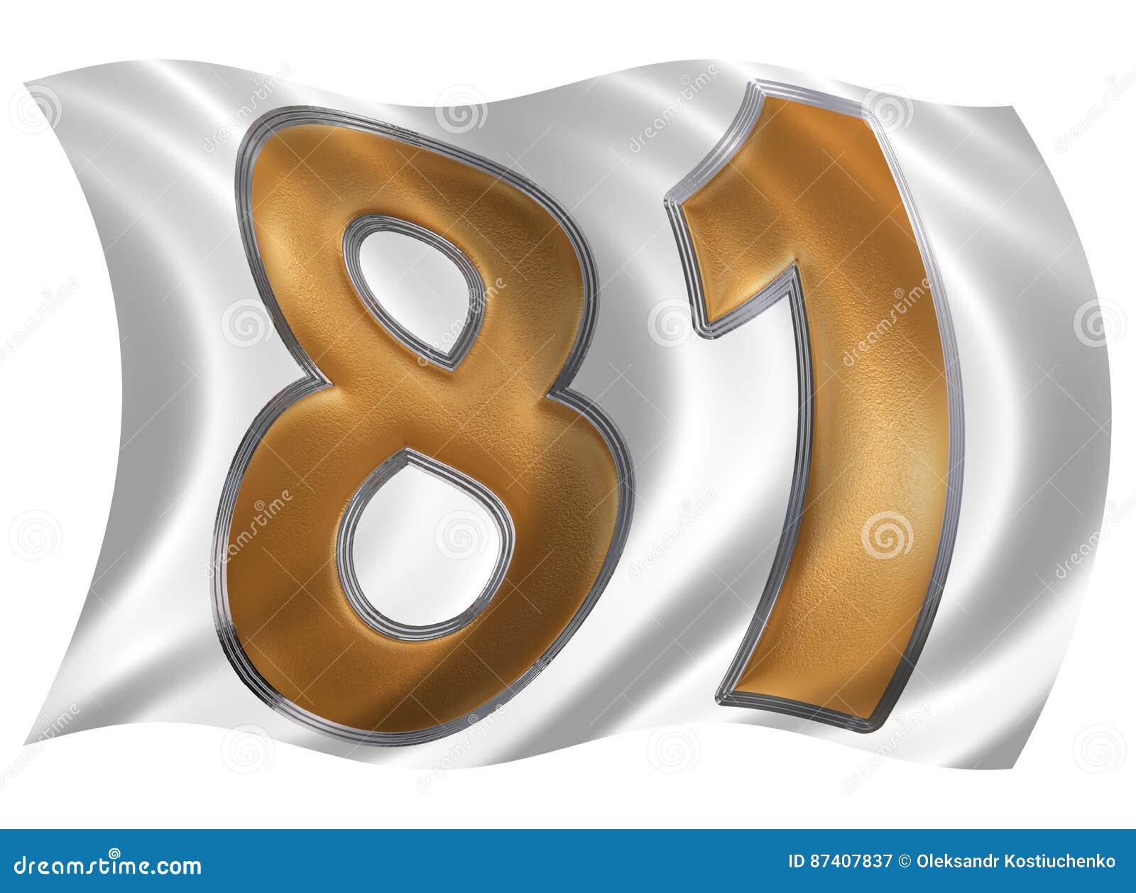 In the Wind Fluttering the Flag with Numeral 81, Eighty One, Iso Stock ...