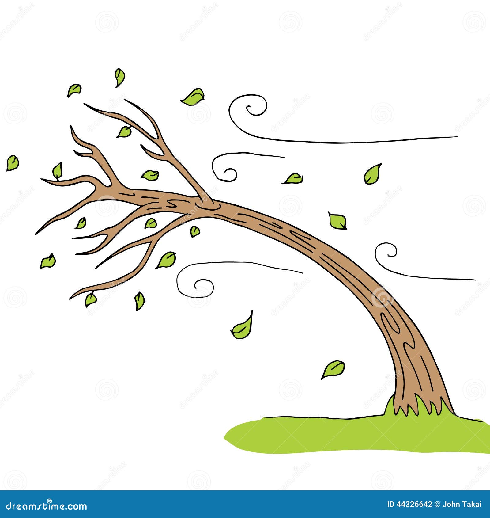 Wind geblazen boom vector illustratie. Illustration of windvlagen ...