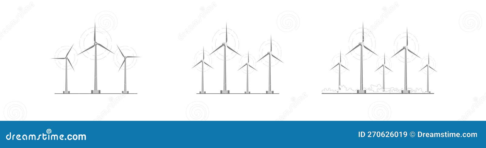Wind Generation of Set. Vector Illustration of Windmills and Isolated ...