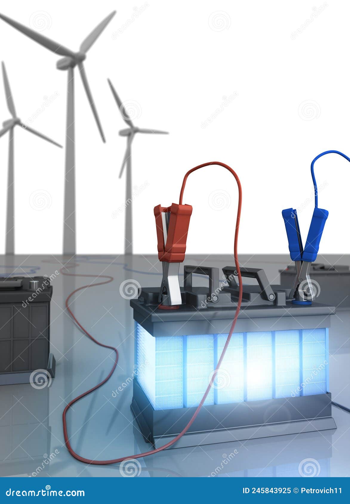 Wind Generators and Battery with Wires. Stock Illustration ...