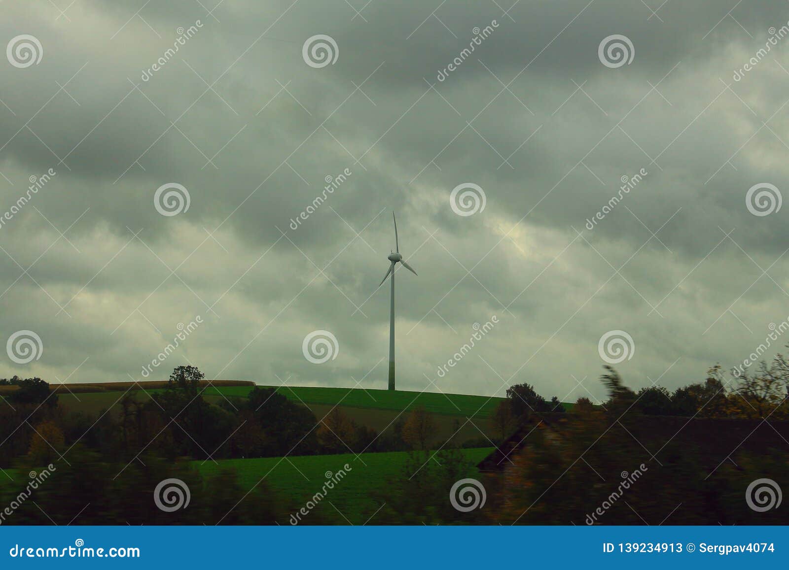 Wind Generator in a Field in Bad Weather Stock Image - Image of cloud ...