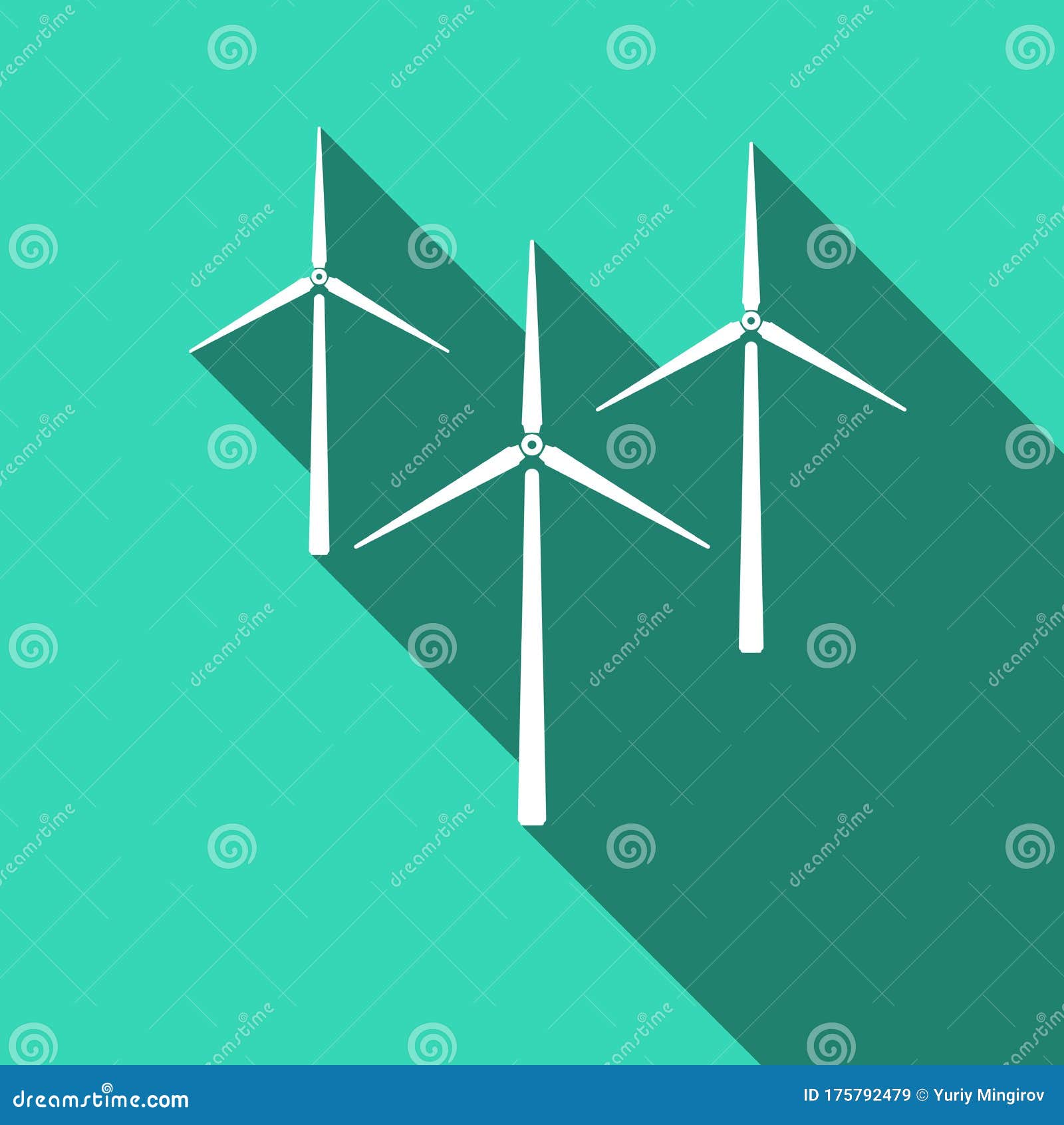 Wind Generator Icon with Long Shadow. Stock Vector - Illustration of ...