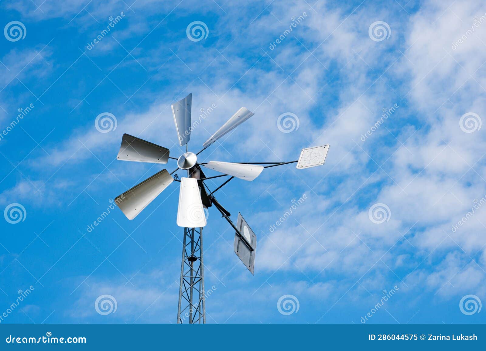 Wind Generator with Solar Panels on the Background of the Sky, Space ...