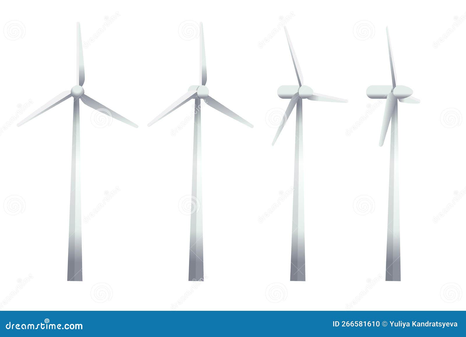 Wind Generator Tower Set in Different Angles. Wind Turbines Isolated on ...