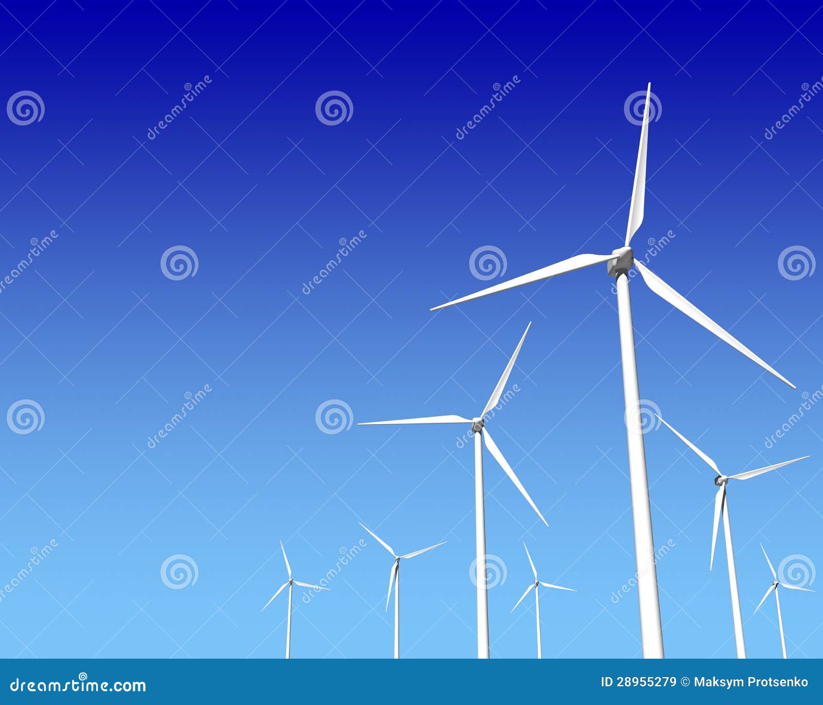 Wind Generator Turbines Over Blue Sky Stock Image - Image of ...