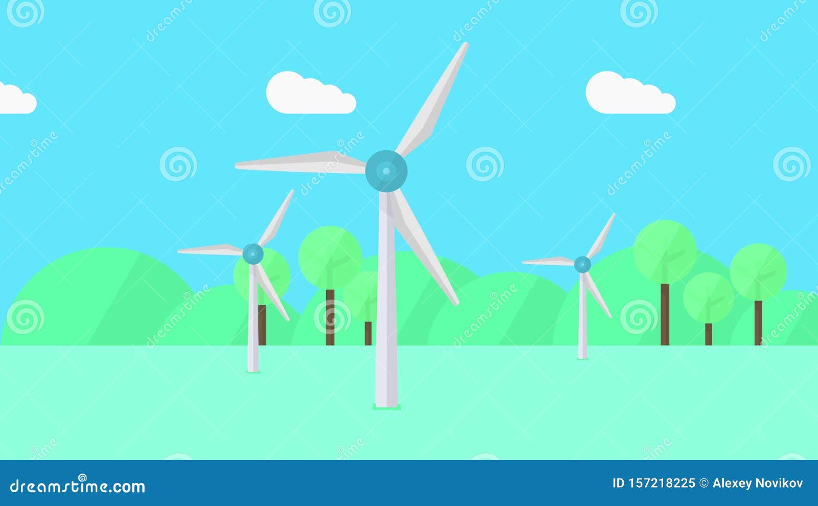 Wind Generators, Minimalistic Cartoon Illustration Stock Illustration ...