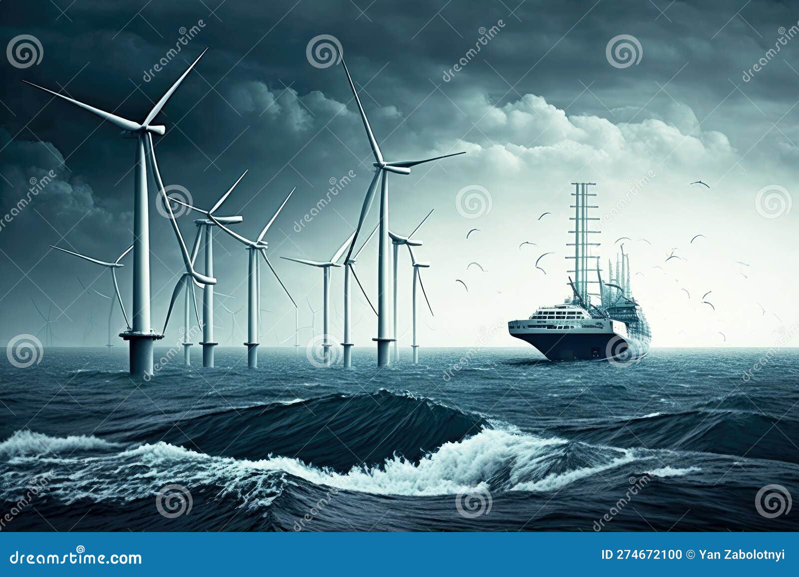 Platforms In The Ocean Hydrogen H2 Sea. Energy Storage System ...