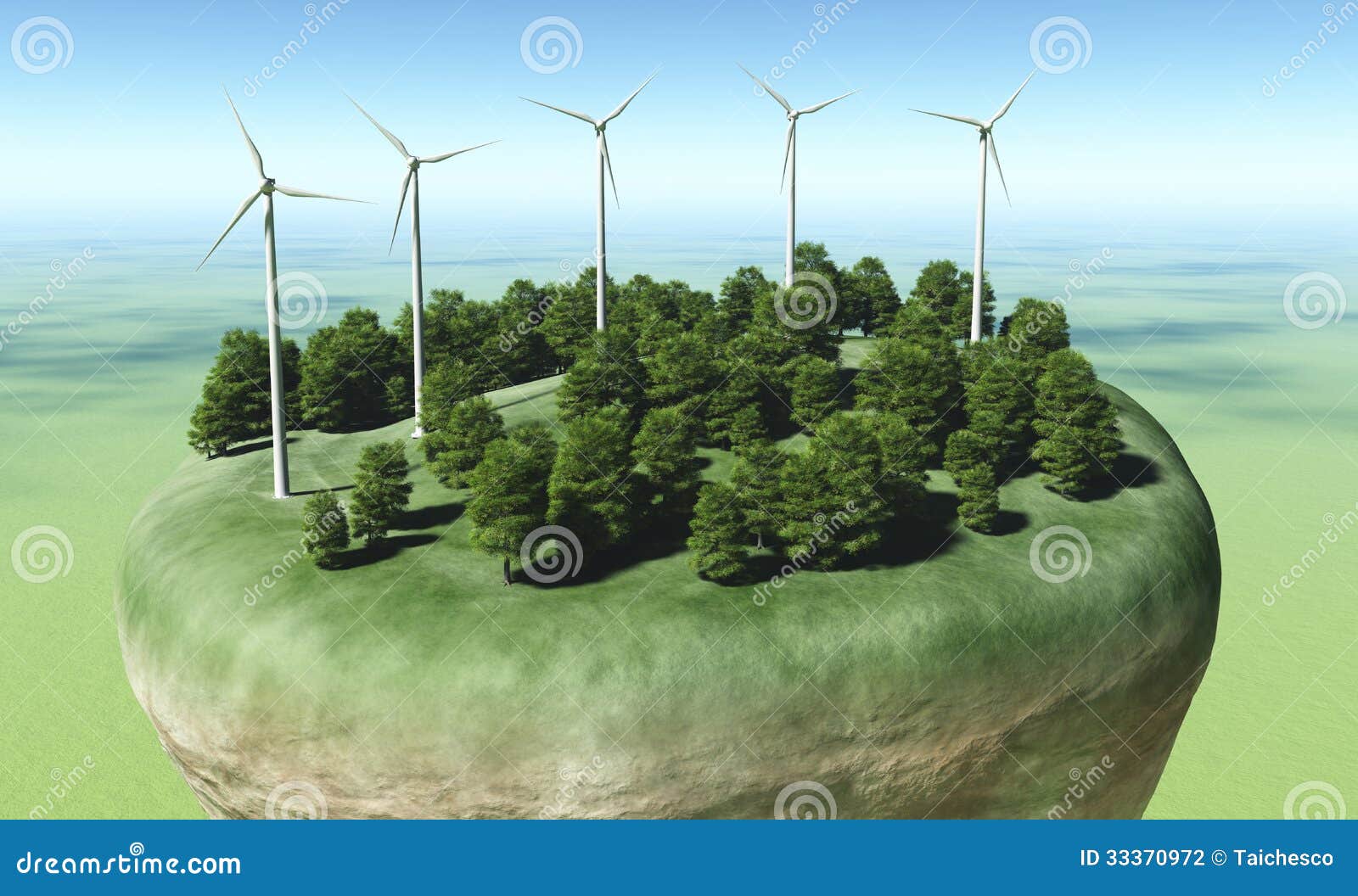 Wind Generators on Top of a Terrain Stock Illustration - Illustration ...