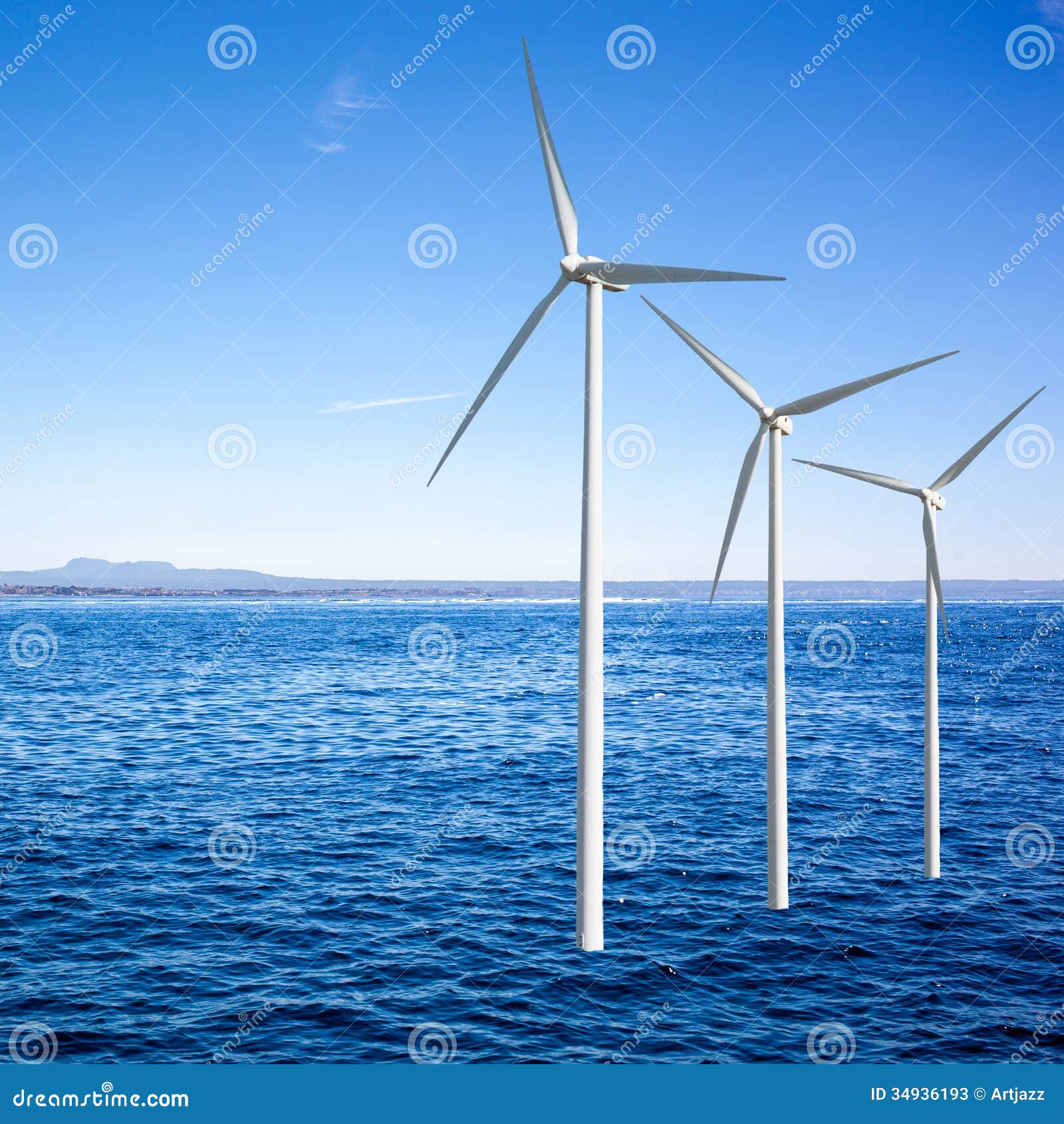 Wind Generators Turbines in the Sea Stock Image - Image of europe, blue ...
