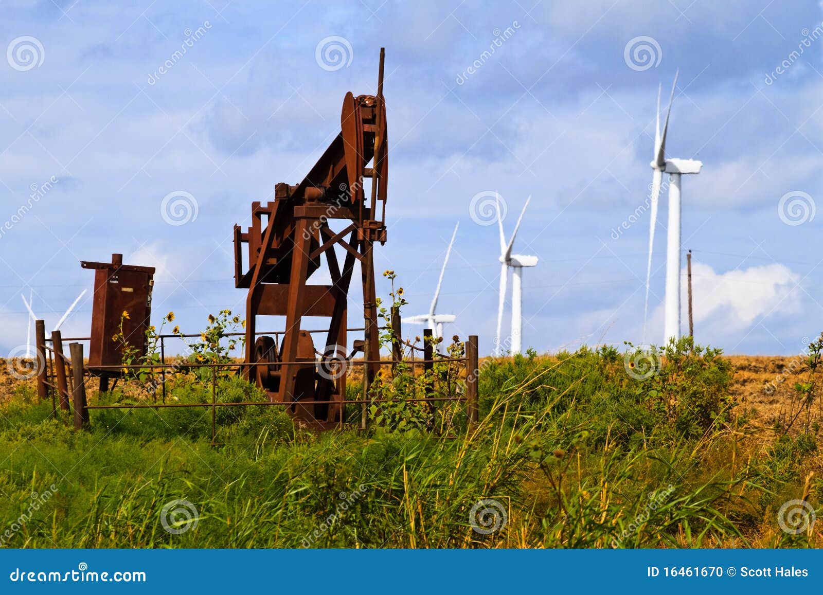 Wind Gerators and Oil Wells Stock Photo - Image of electric, generation ...