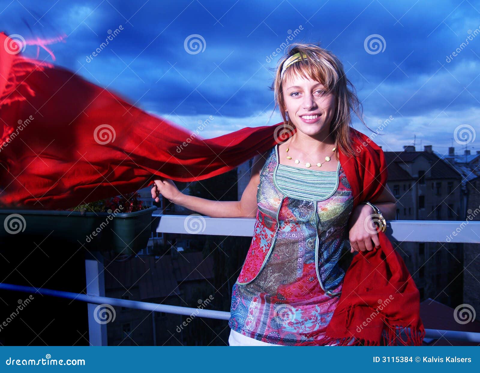 Wind girl stock photo. Image of dark, patio, balcony, field - 3115384