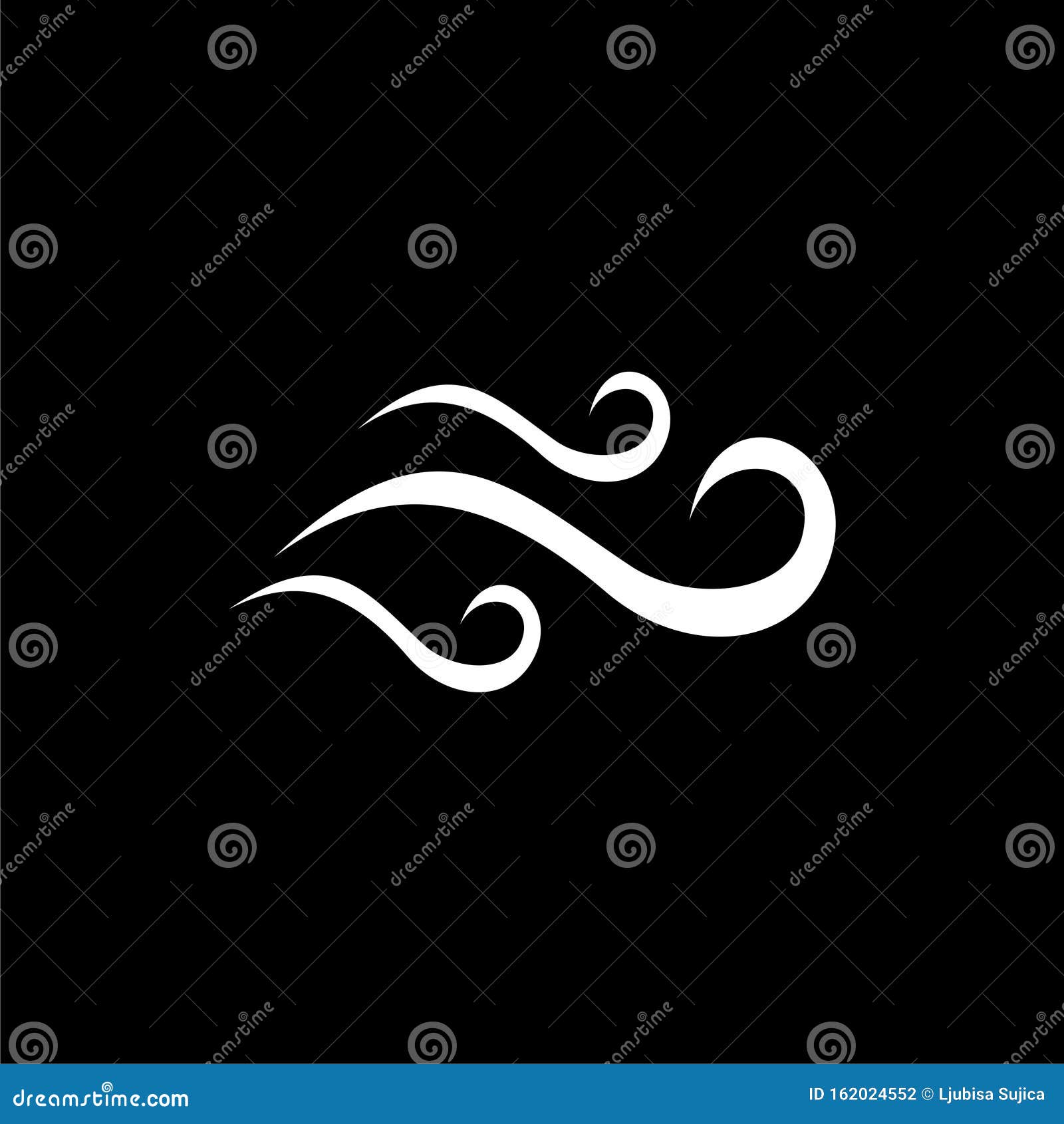 Wind Icon Isolated on Black Background Stock Vector - Illustration of ...