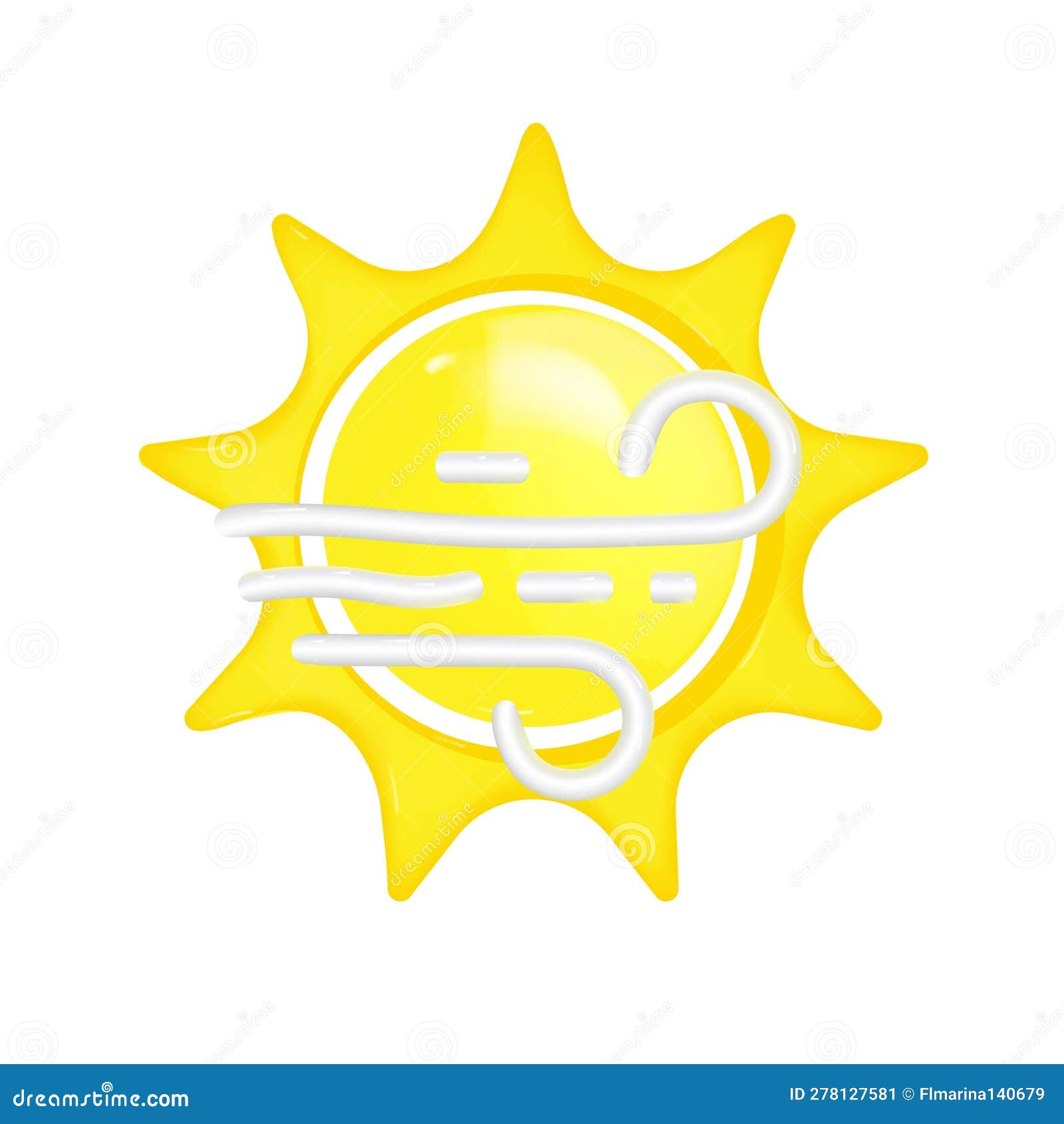 Wind Icon Isolated on Yellow Sun. Windy Weather. Vector Illustration ...