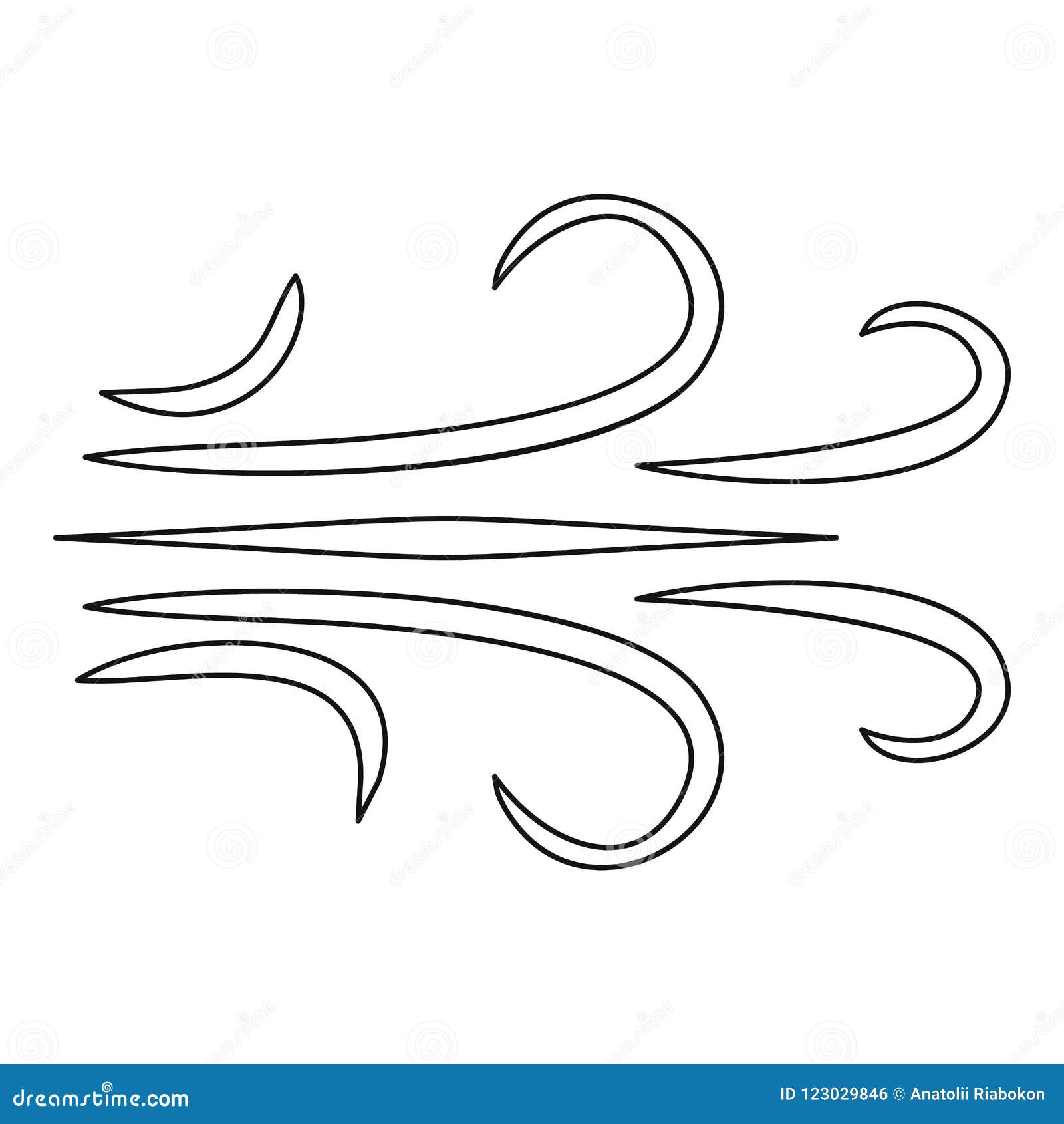 Wind icon, outline style. stock illustration. Illustration of leaf ...