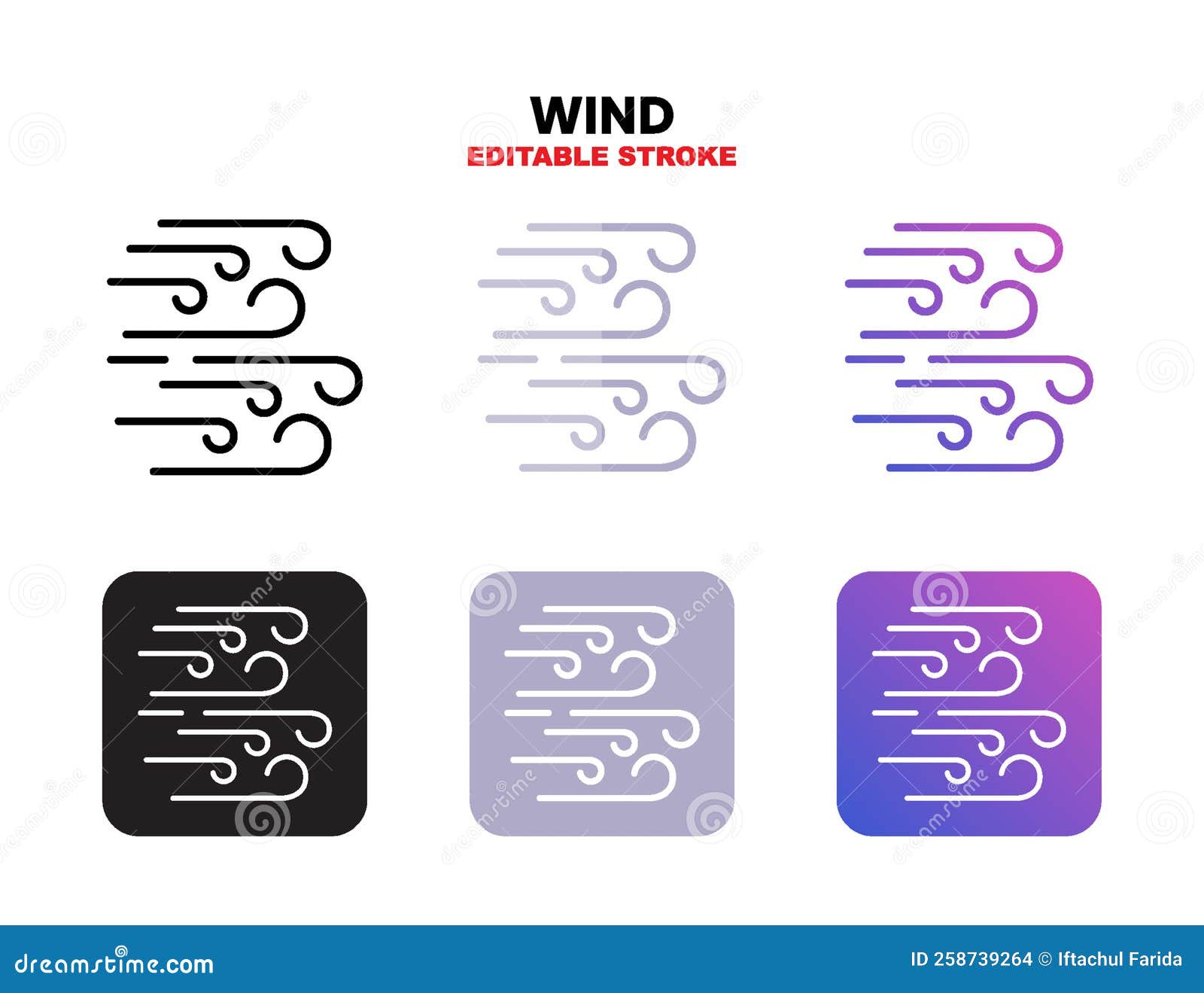Wind Icon Set with Different Styles. Stock Vector - Illustration of ...