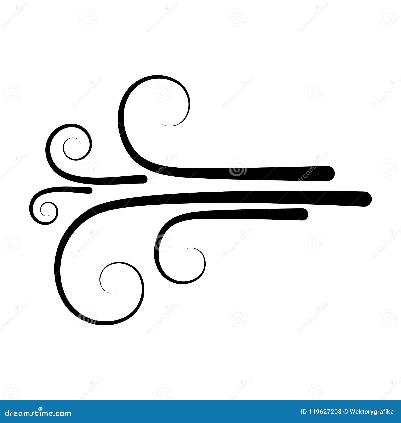 Wind Icon Vector, Blow, Blast Design Isolated on White Stock Vector ...