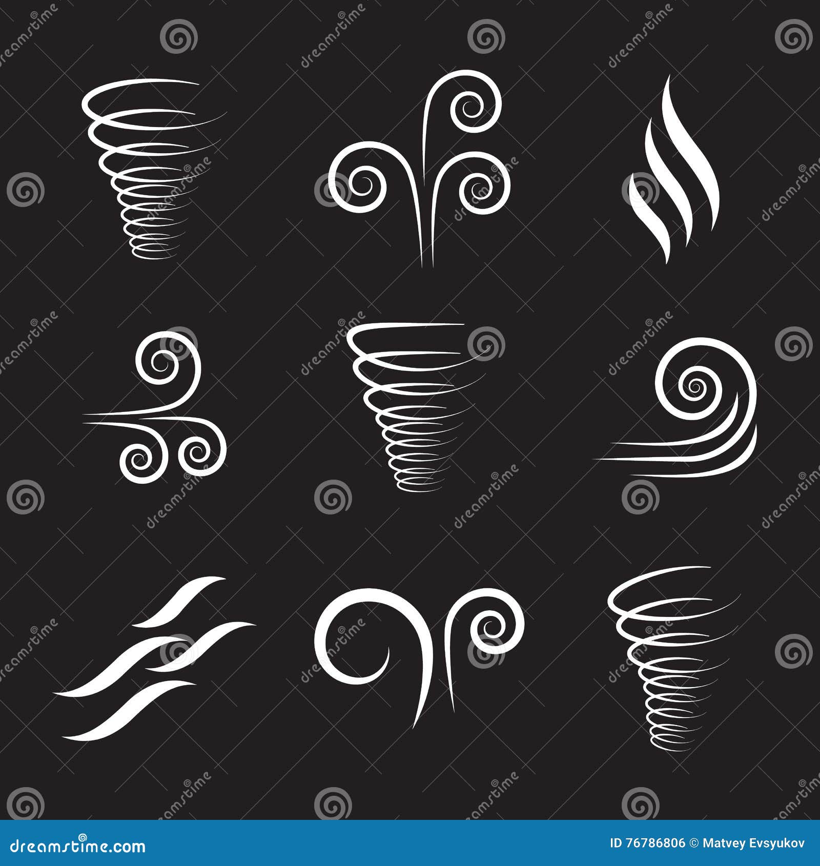 Wind Icons Nature, Wave Flowing, Cool Weather Stock Illustration ...