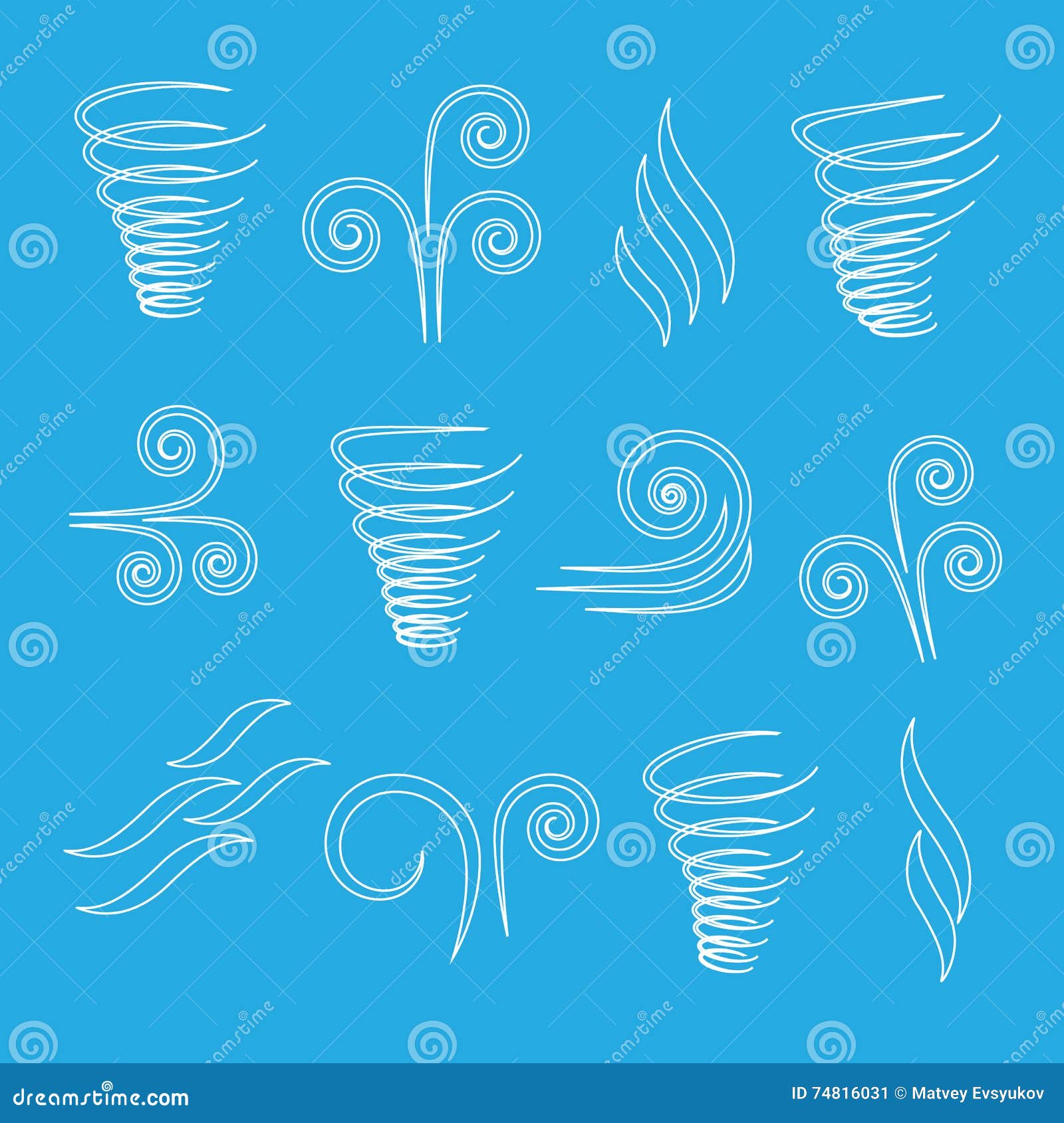 Wind Icons Nature, Wave Flowing Stock Illustration - Illustration of ...