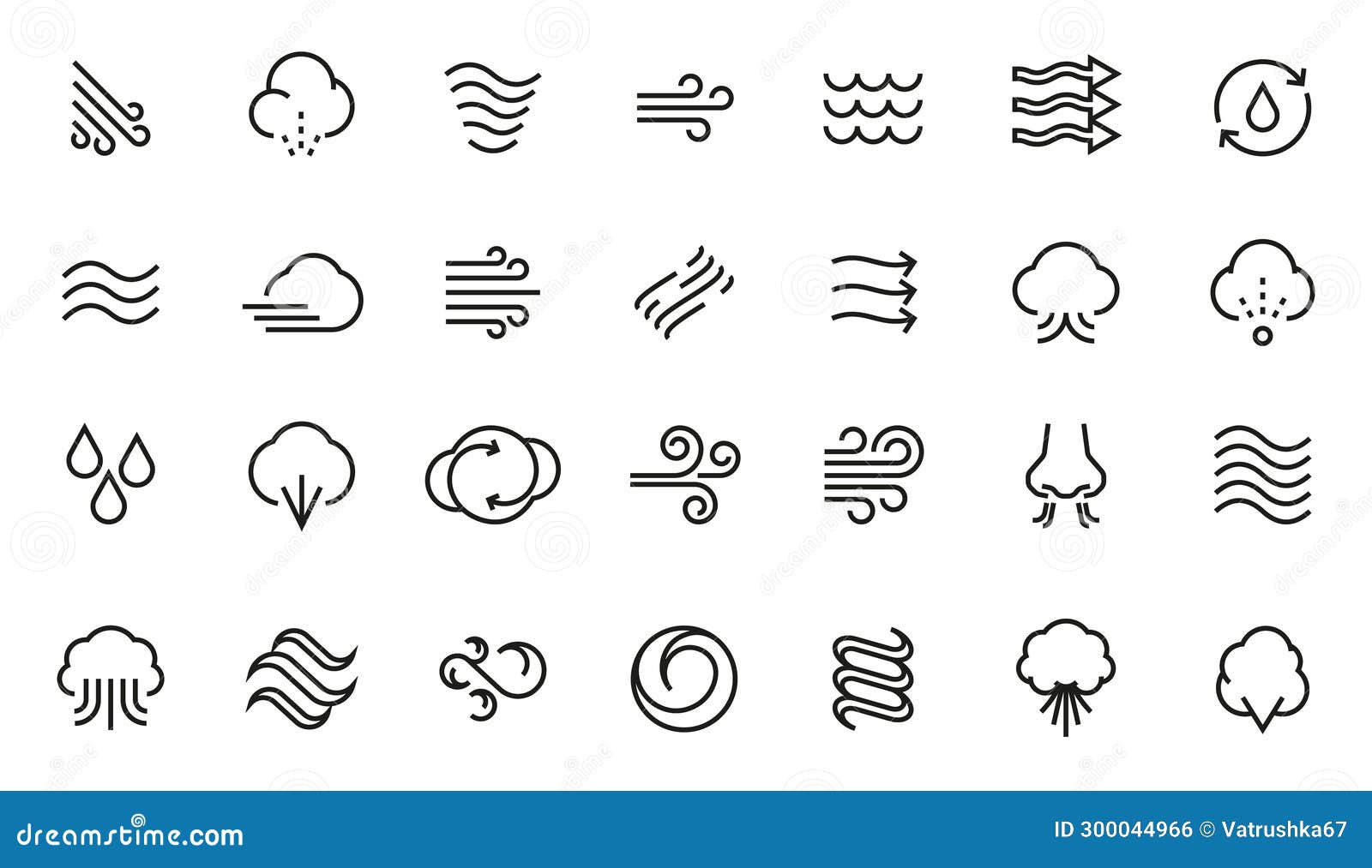 Wind Icons. Thin Tornado Stream Line Blizzard Hurricane Zephyr Wind ...
