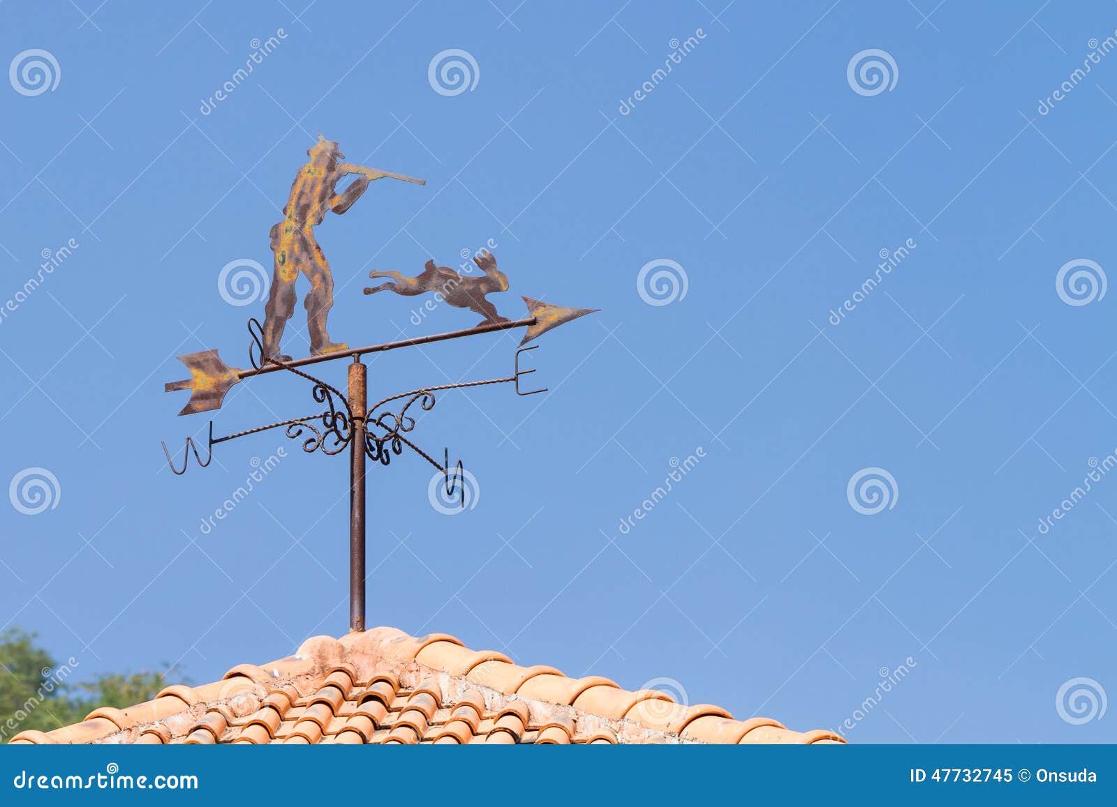 Wind indicator on roof stock image. Image of hunter, vintage - 47732745