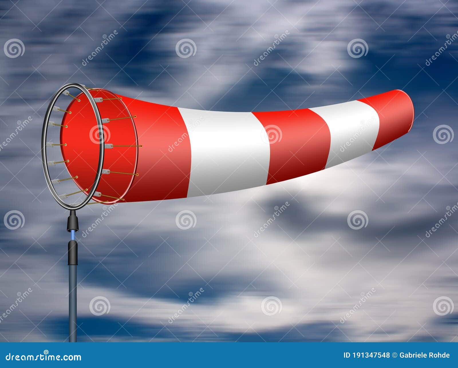 Windsock Indicator of Wind on Sky Background Stock Illustration ...