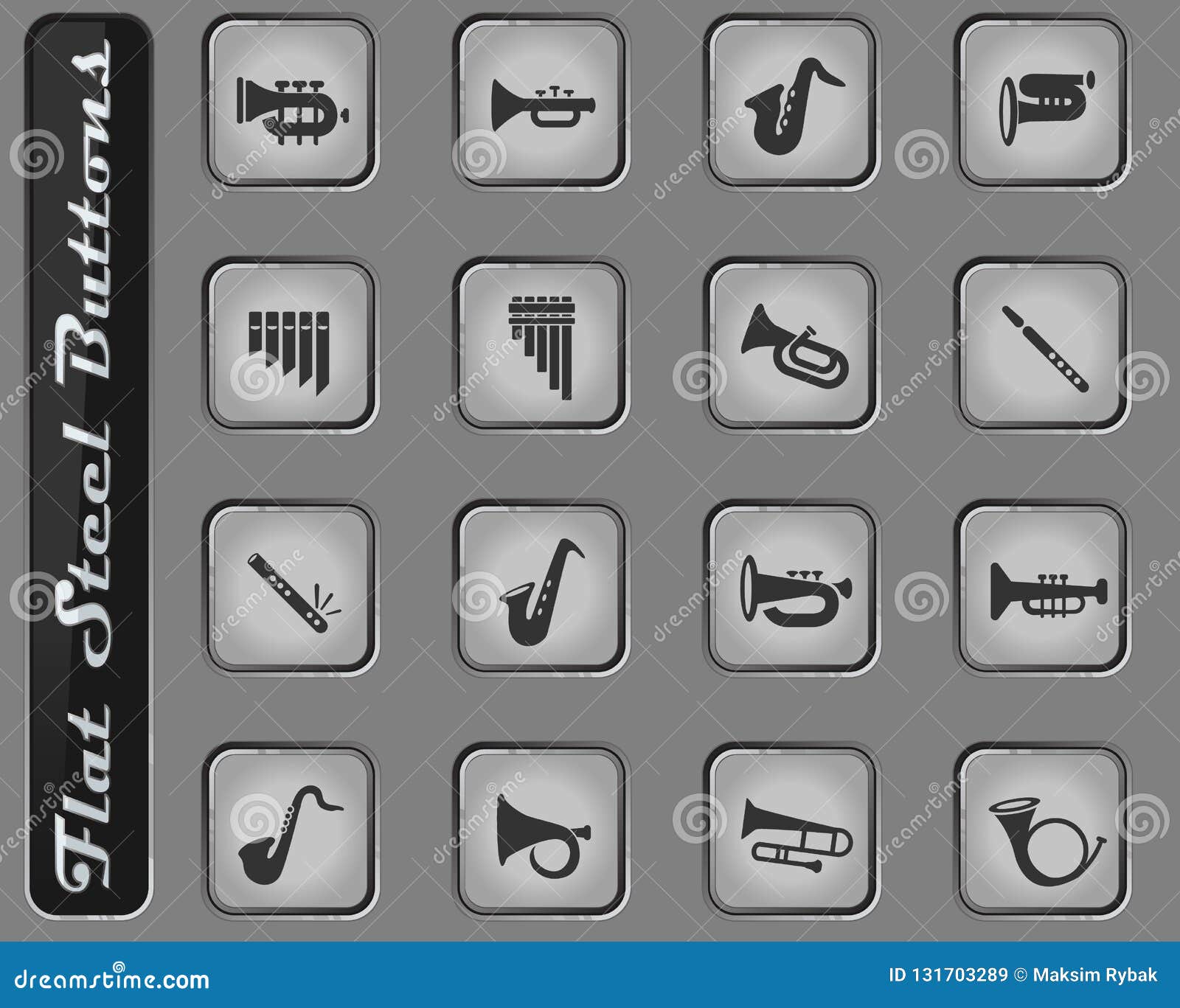 Wind instruments icon set stock vector. Illustration of instruments ...