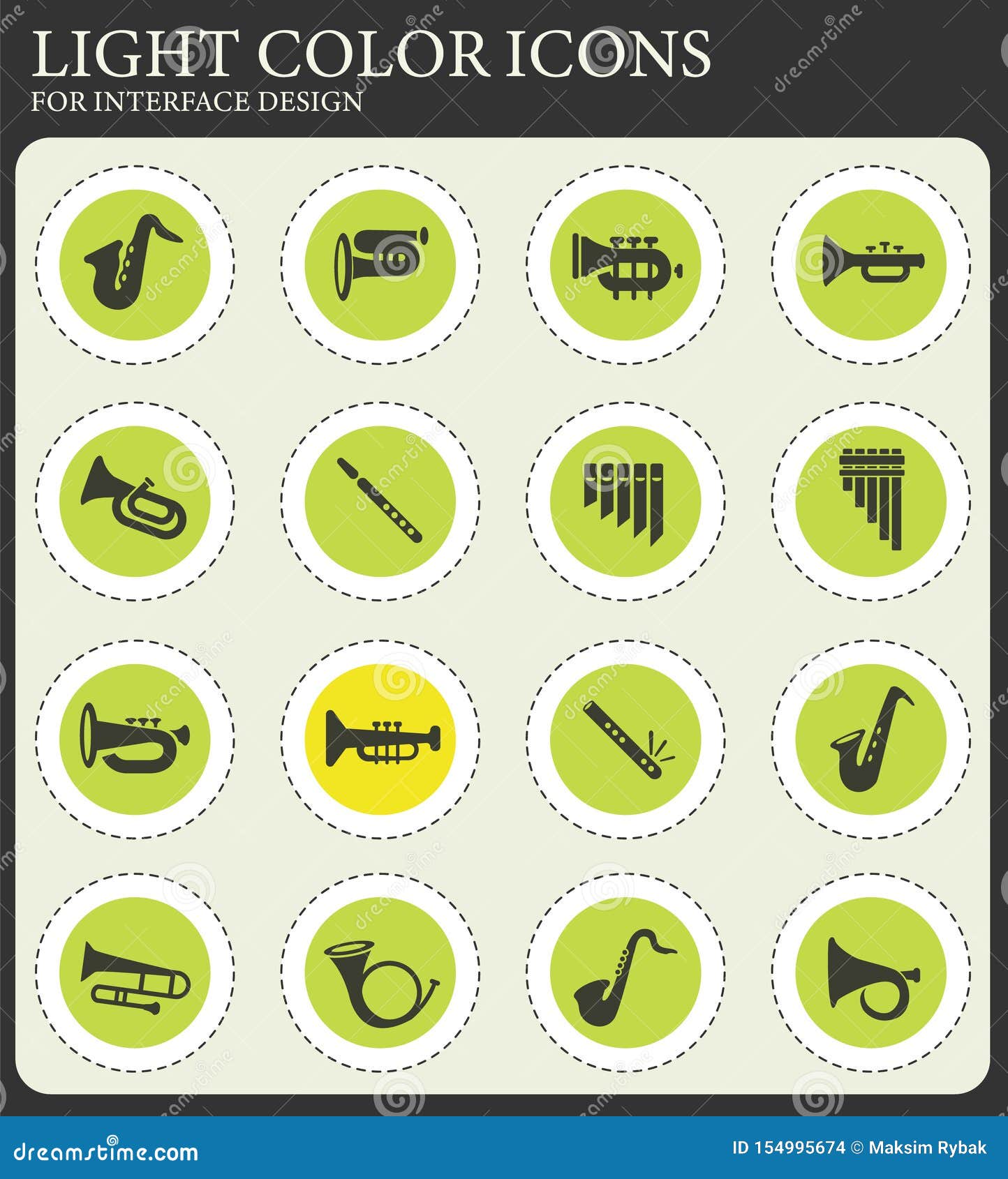 Wind instruments icon set stock vector. Illustration of trumpet - 154995674