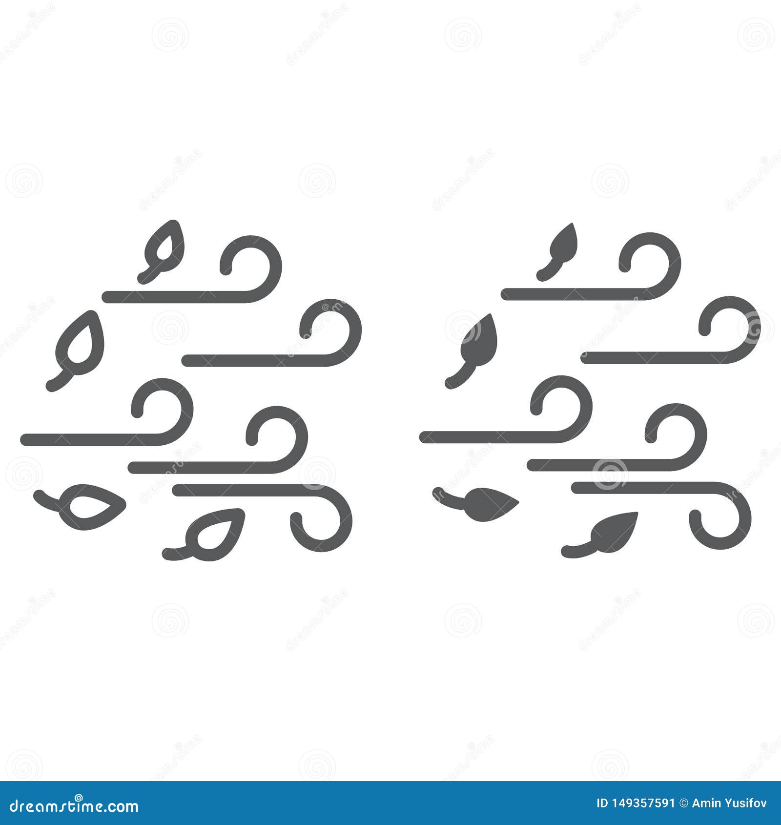 Wind Line and Glyph Icon, Weather and Climate, Windy Sign, Vector ...