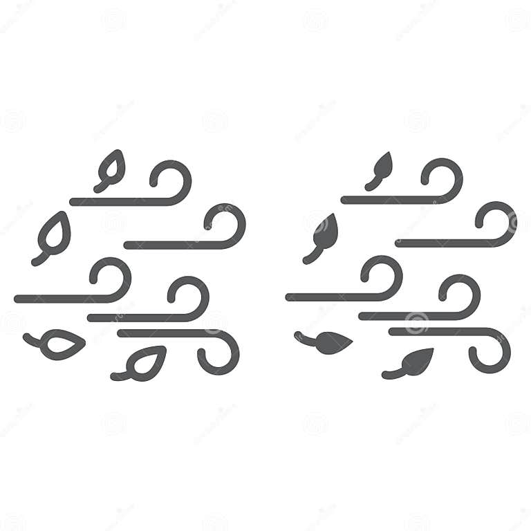 Wind Line and Glyph Icon, Weather and Climate, Windy Sign, Vector ...