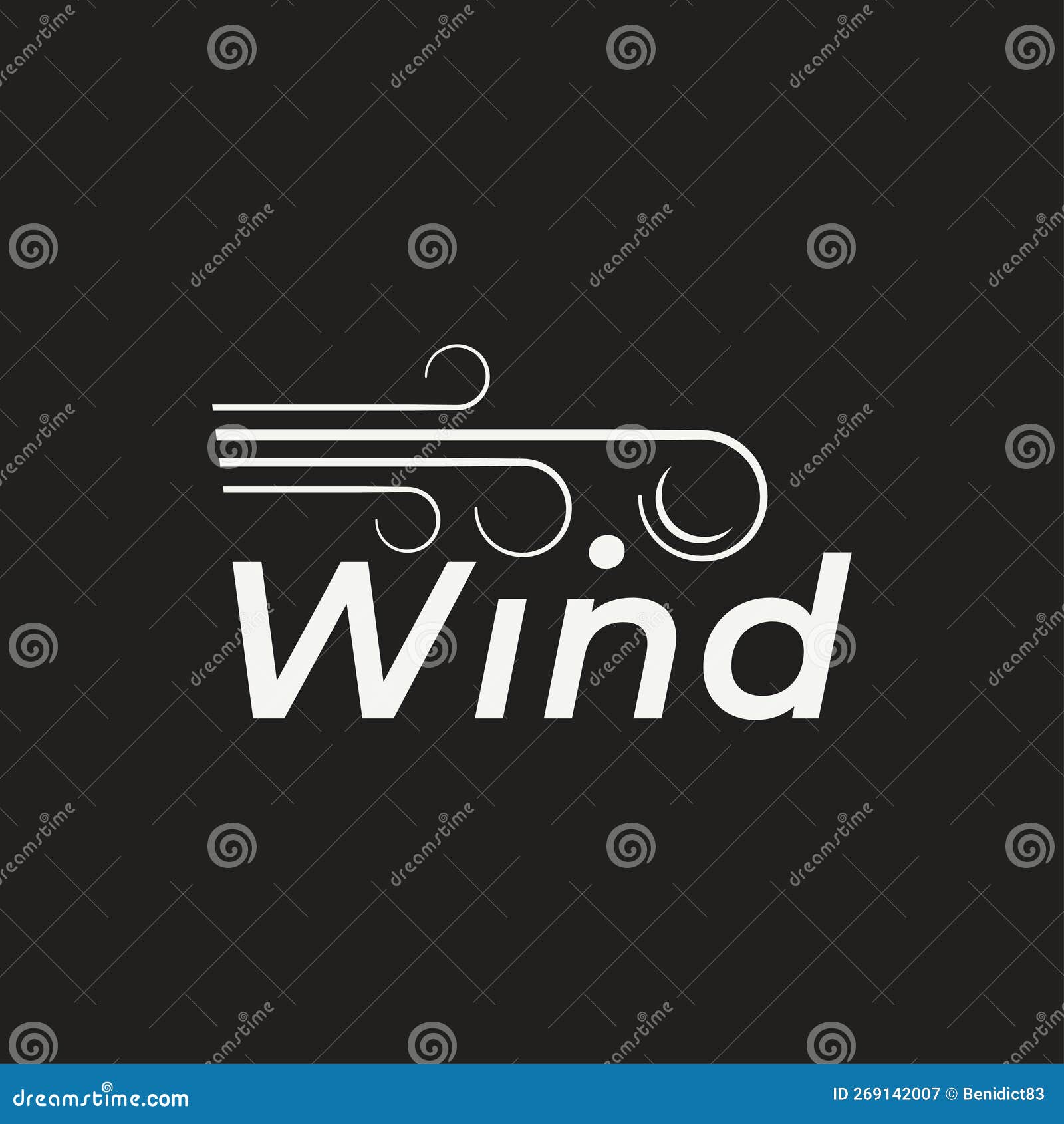 Wind Logo Concept on Black Design Background Stock Illustration ...