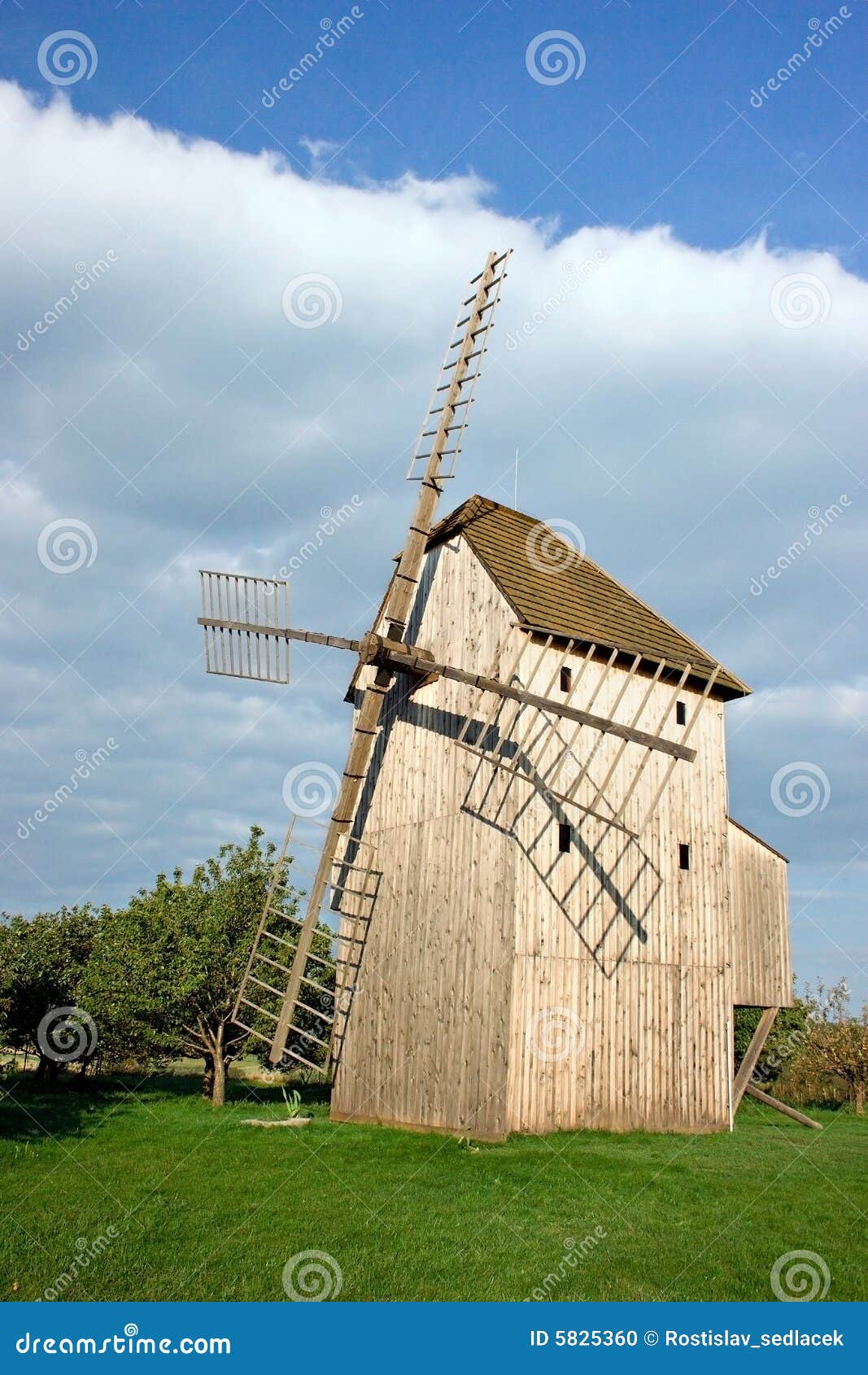 Wind mill stock photo. Image of grass, farm, nature, gray - 5825360