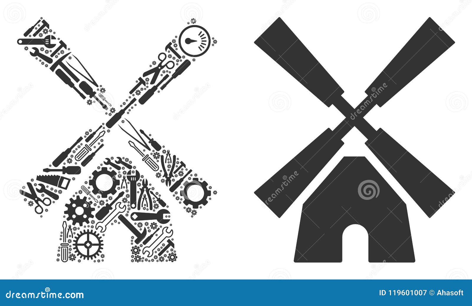 Wind Mill Collage of Service Tools Stock Vector - Illustration of ...