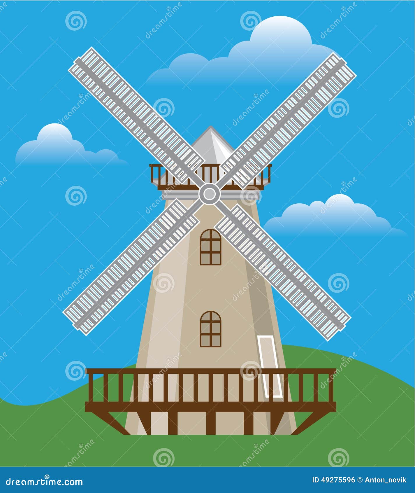 Wind Mill in Color stock vector. Illustration of rotate - 49275596