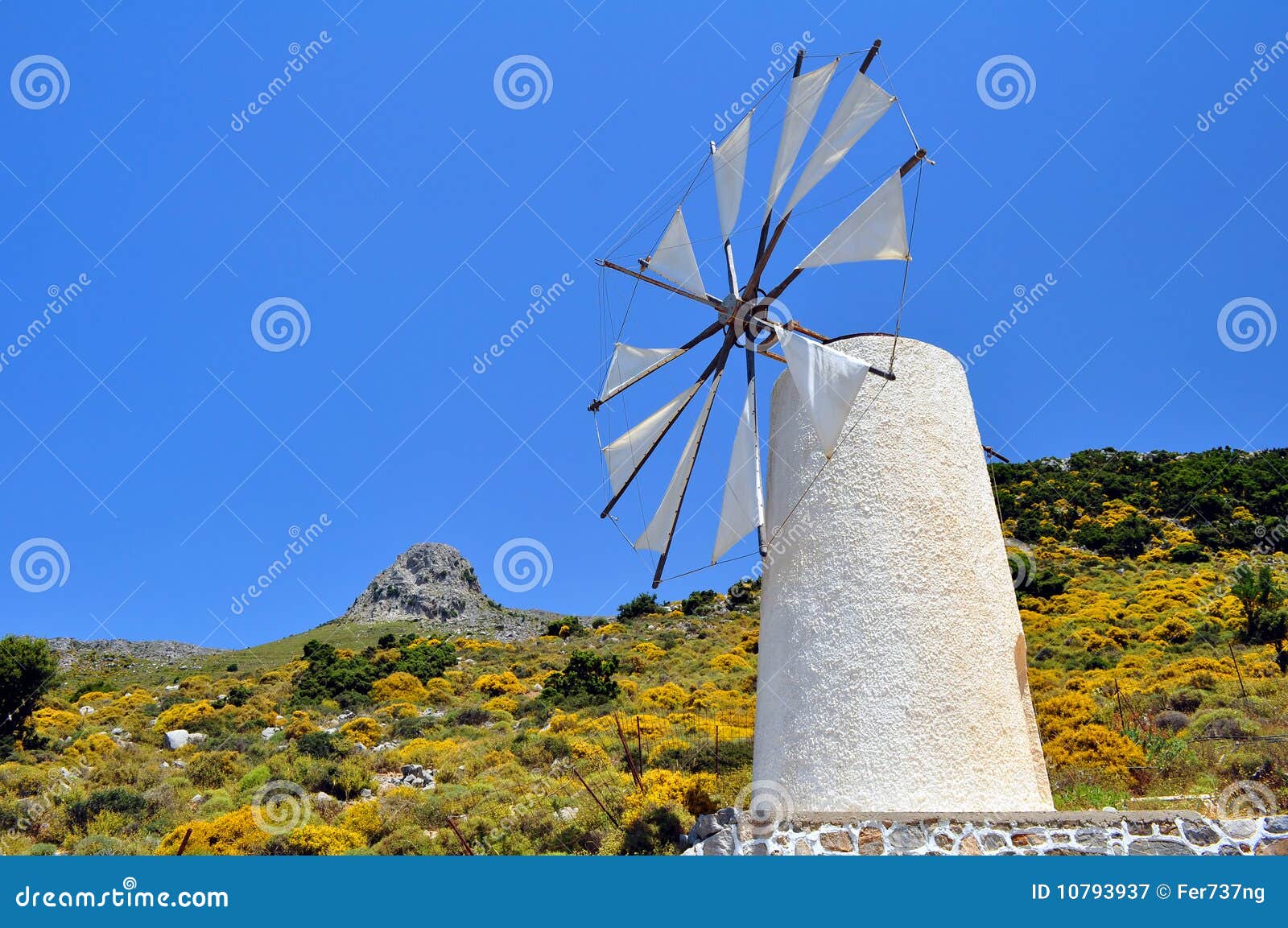 Wind mill in Crete stock image. Image of lassithi, plateau - 10793937