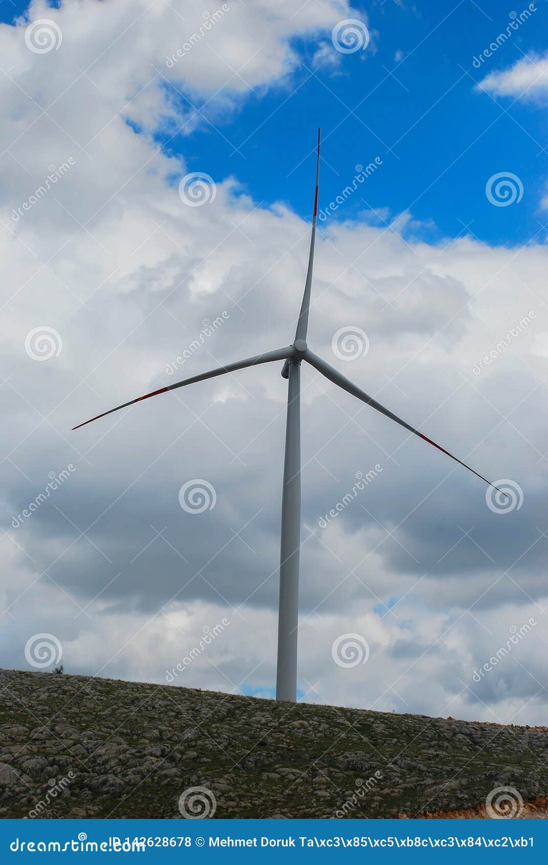 Wind Mill on the Hill Close Up View Stock Photo - Image of generator ...