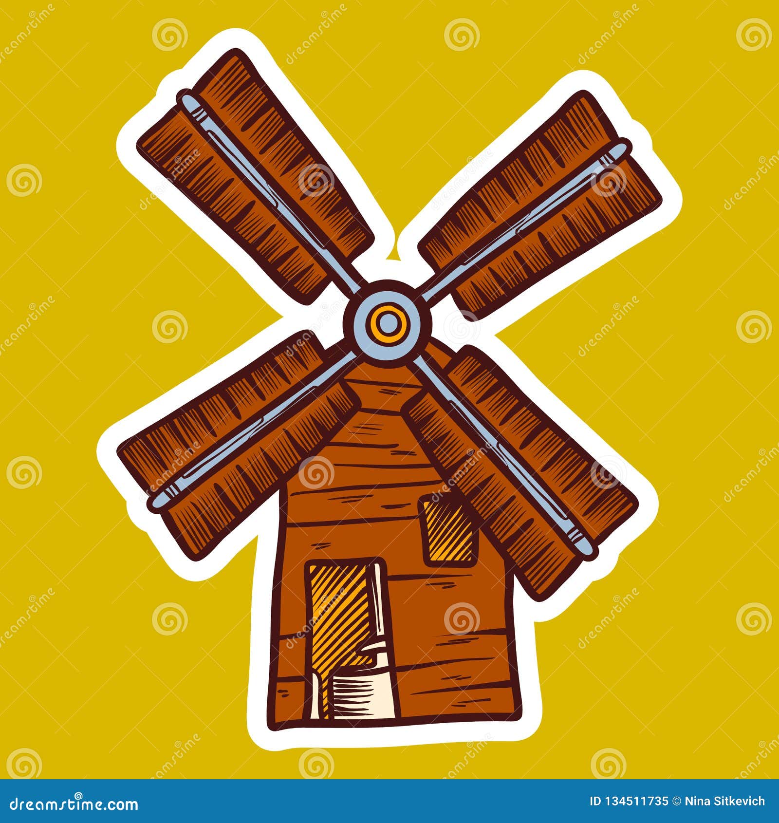 Wind Mill Icon, Hand Drawn Style Stock Vector - Illustration of nature ...