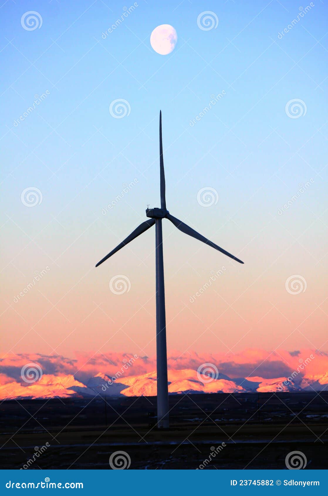 Wind mill moon stock photo. Image of power, mills, turbines - 23745882
