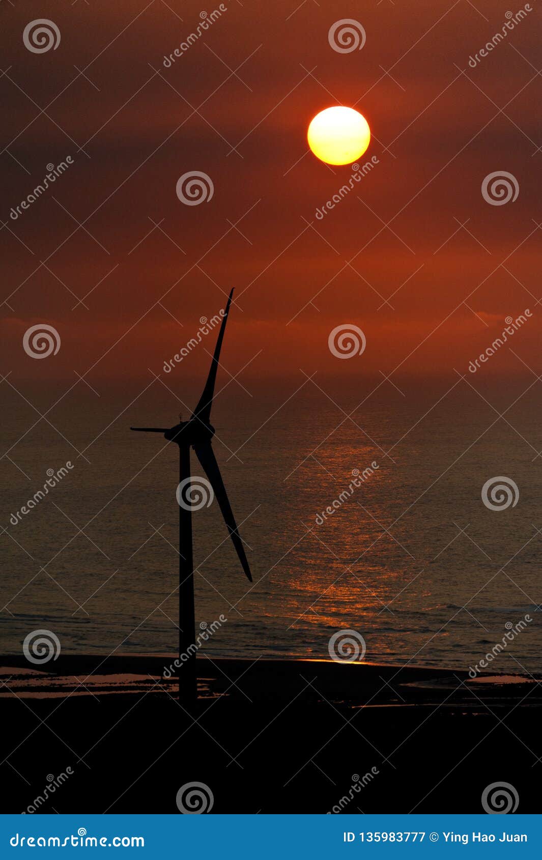 Wind Mill Watching Over the Ocean Stock Image - Image of generate ...