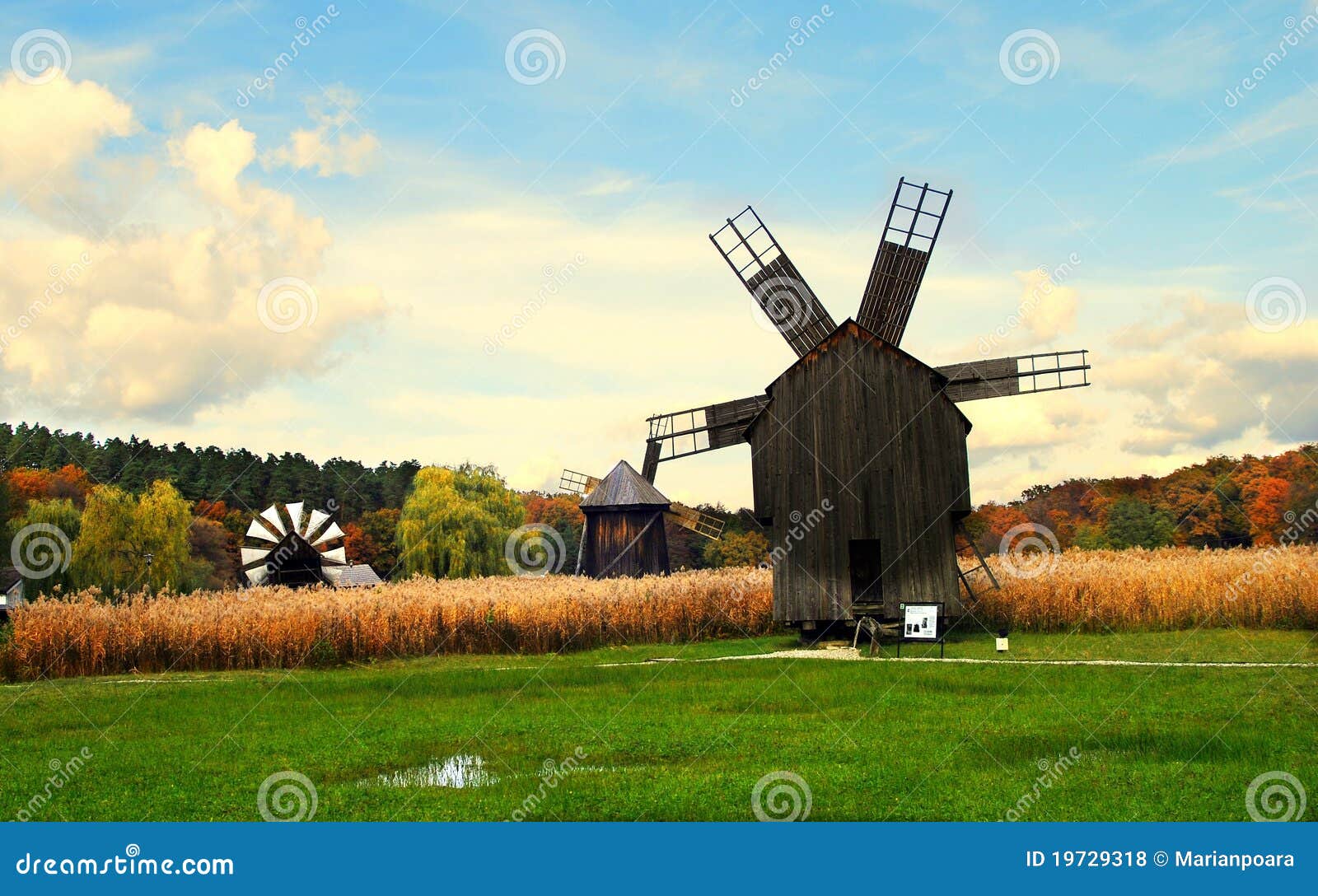 Wind Mills in an Autumn Scenery Stock Photo - Image of outdoor, mill ...