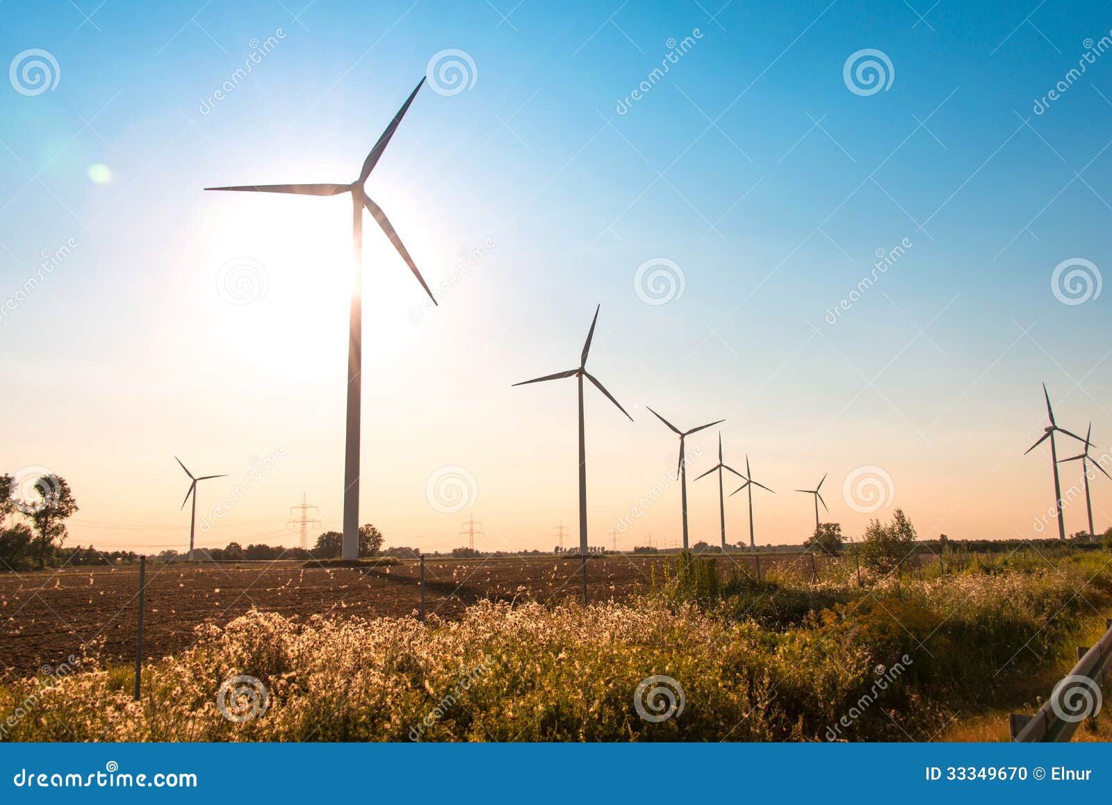 Wind mills during bright stock photo. Image of metal - 33349670